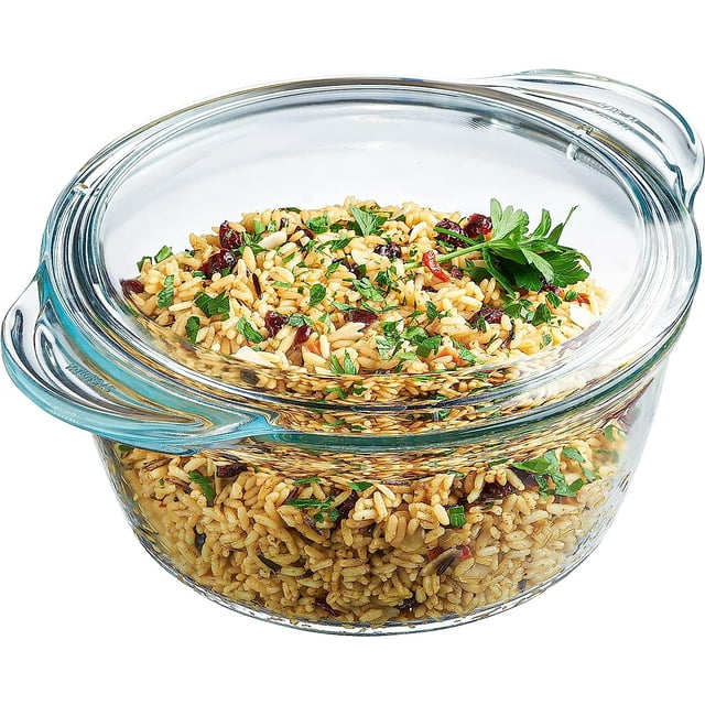 Simax Large Glass Baking Casserole Dish with Lid, 3 Quarts, Microwave ...