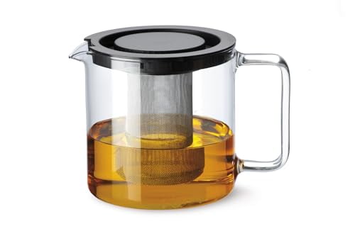Simax Glassware 1 Quart Teapot with Metal Mesh Infuser | Plastic Lid ...