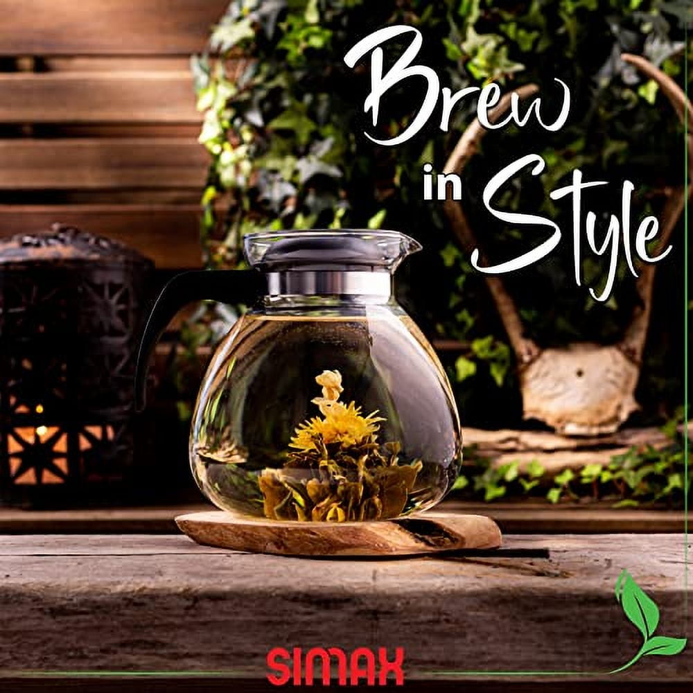 Simax Glassware 2.5 Quart Glass Teapot | Short Spout, Stay Cool Plastic ...