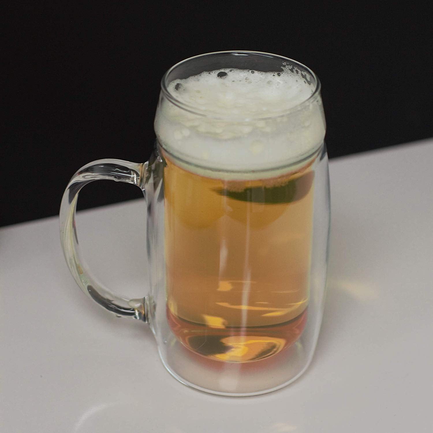 SIMAX Beer Mugs For Men: 17 oz Double Walled Glass Beer Mug - Freezable ...