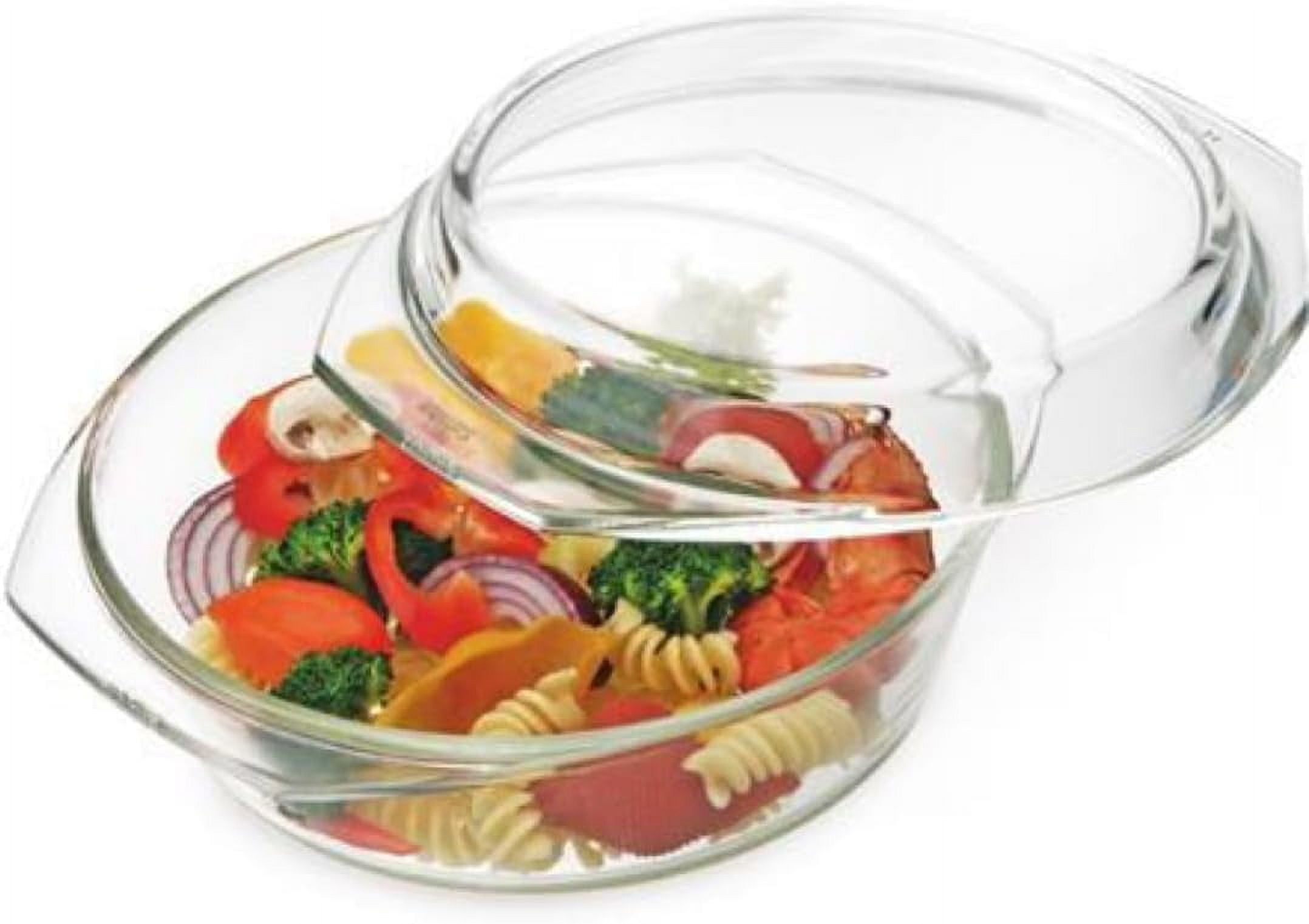 Simax Round Glass Casserole Dish: Clear Glass Round Casserole Dish with ...