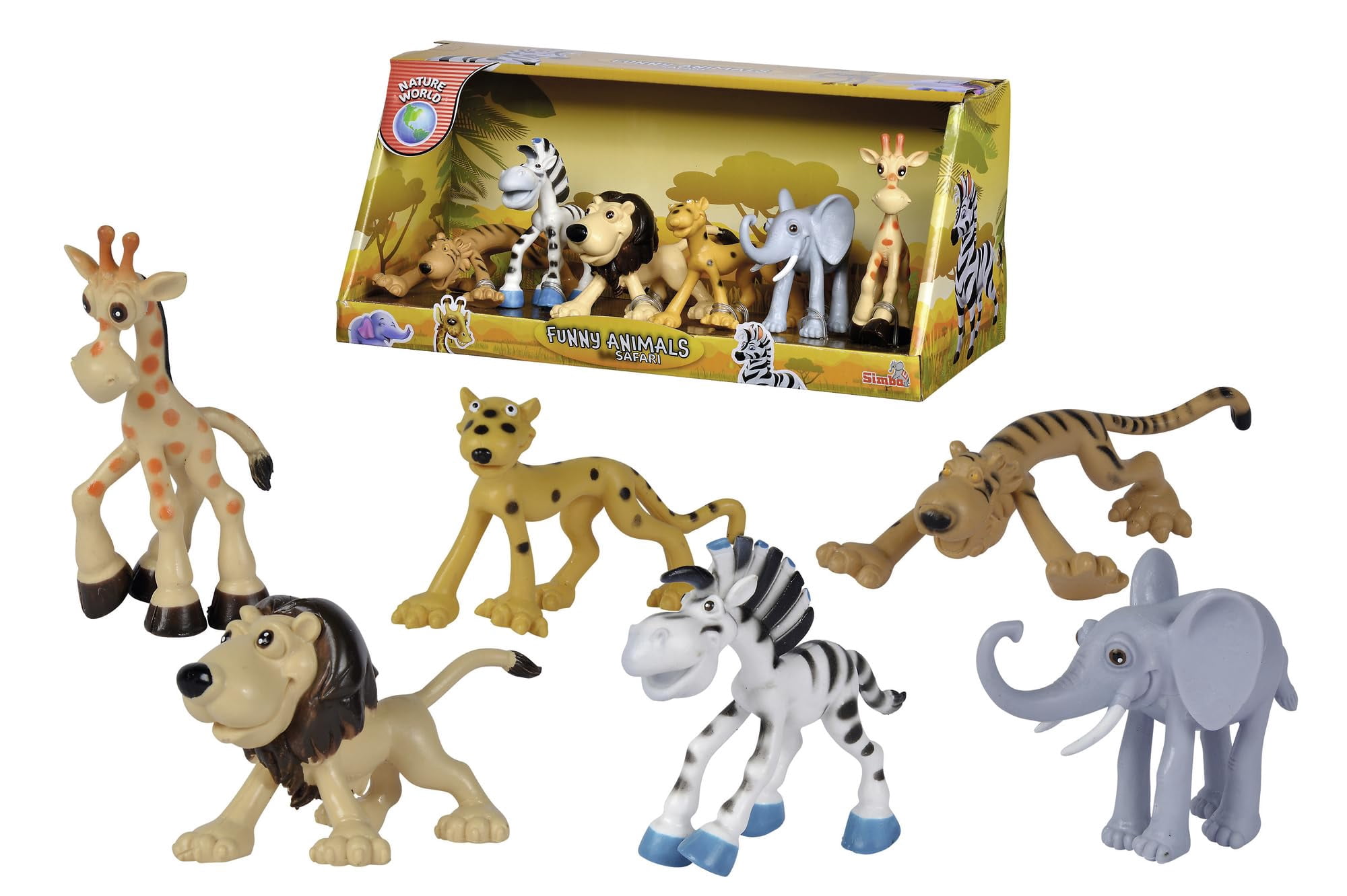 Simba 104322457 - Funny Animals Safari, lustige Safaritiere, 6 Stück ...