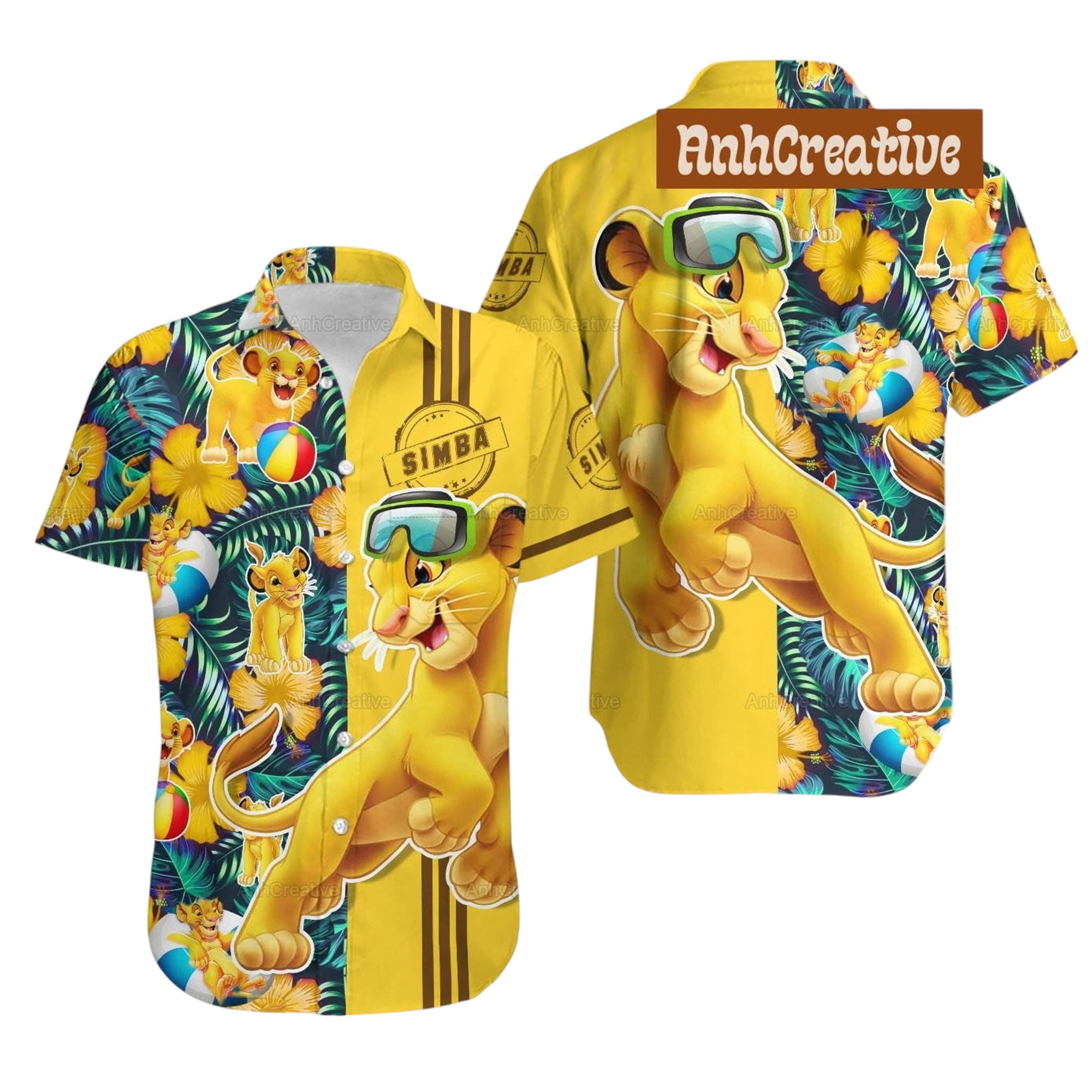 Simba Hawaiian Shirt, Disney The Lion King Summer Tee - Walmart.com