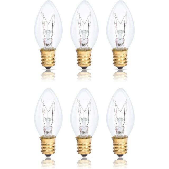 Simba Lighting C7 15W Mini Candle Shape Incandescent Light Bulb, Clear ...