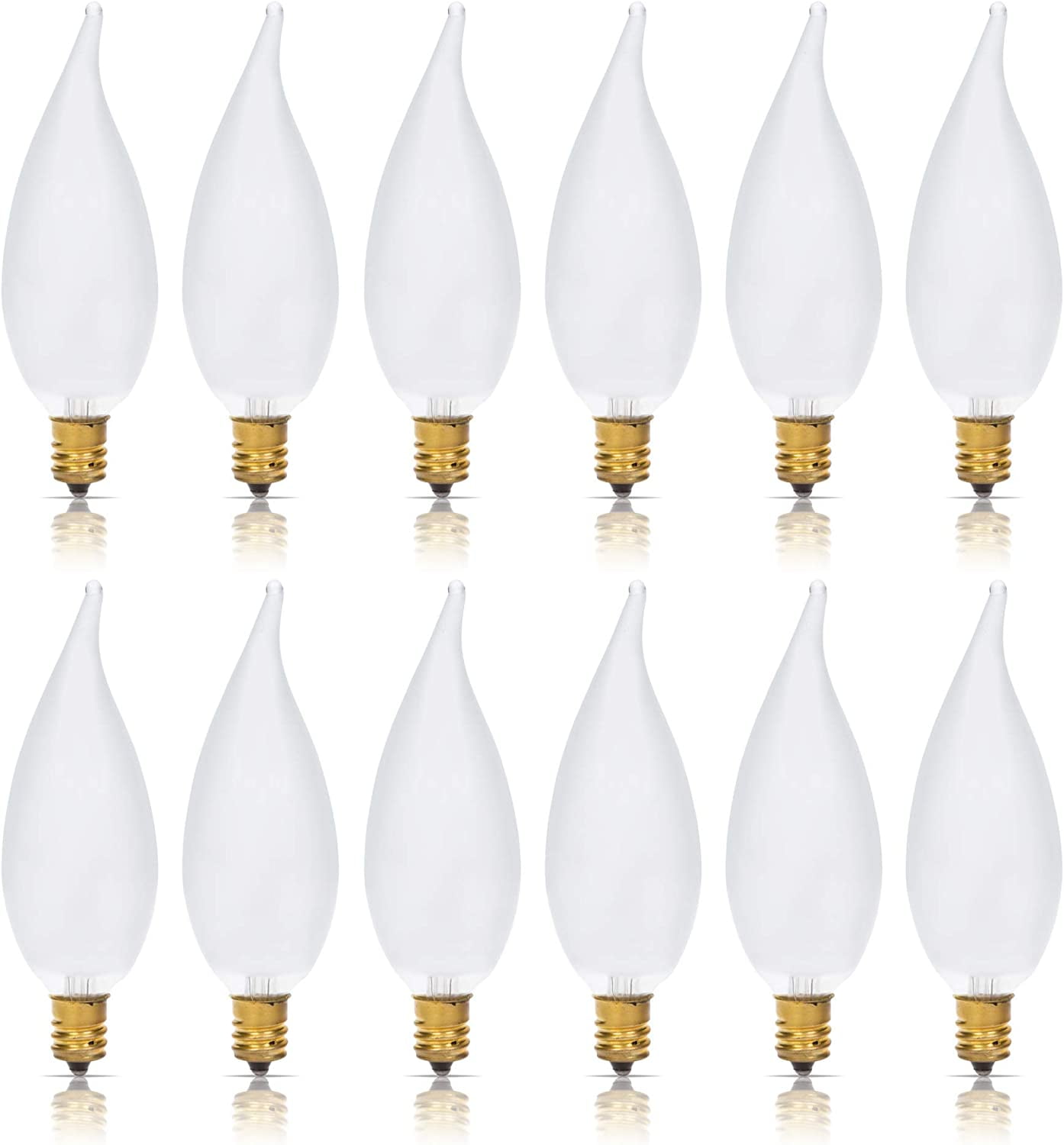 Simba Lighting Candelabra Flame Tip Frosted CA10 40W E12 Base (12 Pack ...