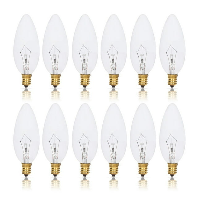 Simba Lighting 25W E12 Candelabra Torpedo Clear B10 CTC Light Bulbs, Warm White 2700K, 12 Pack ...