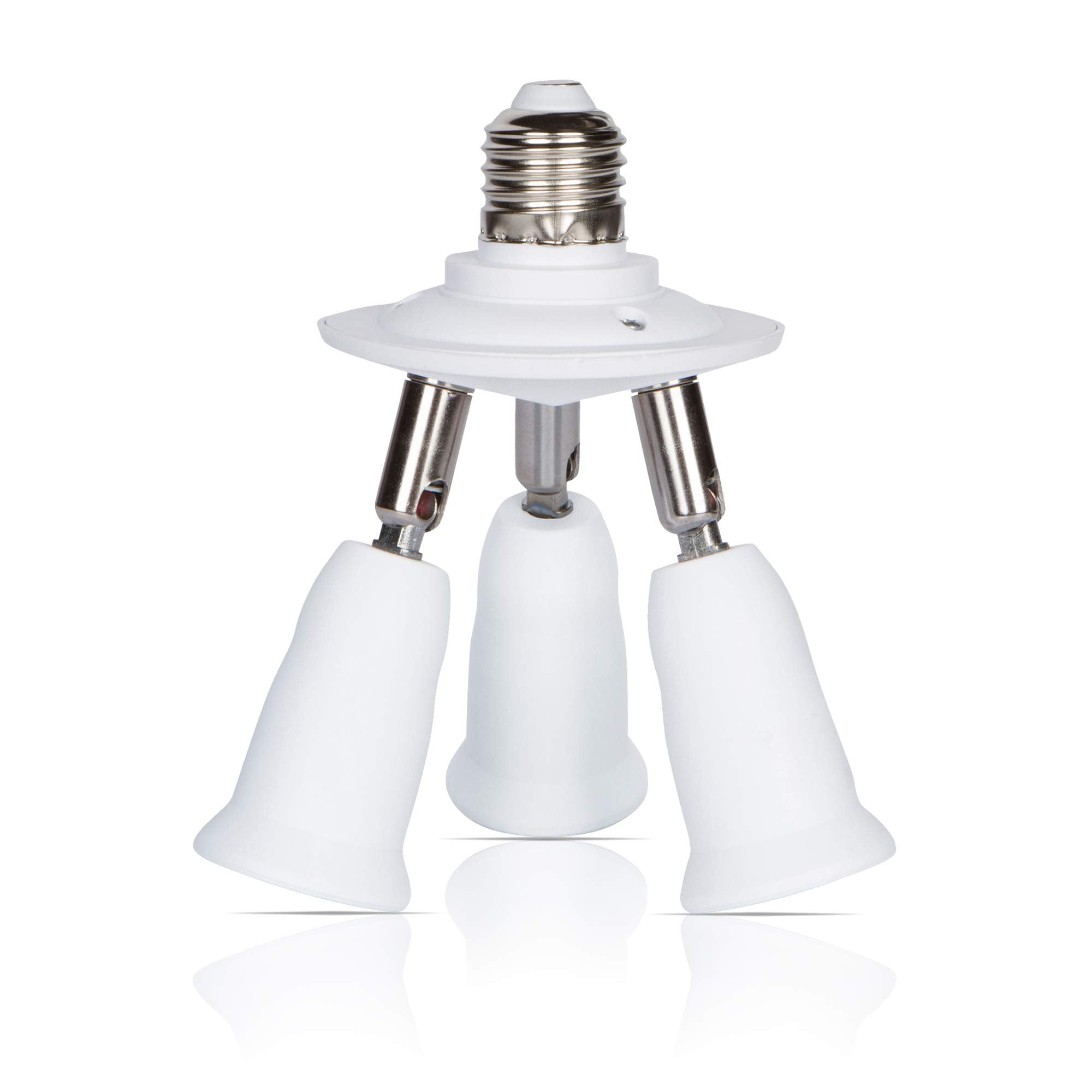 Simba Lighting E26 Light Bulb Socket Adapter Splitter to 3 Heads White ...