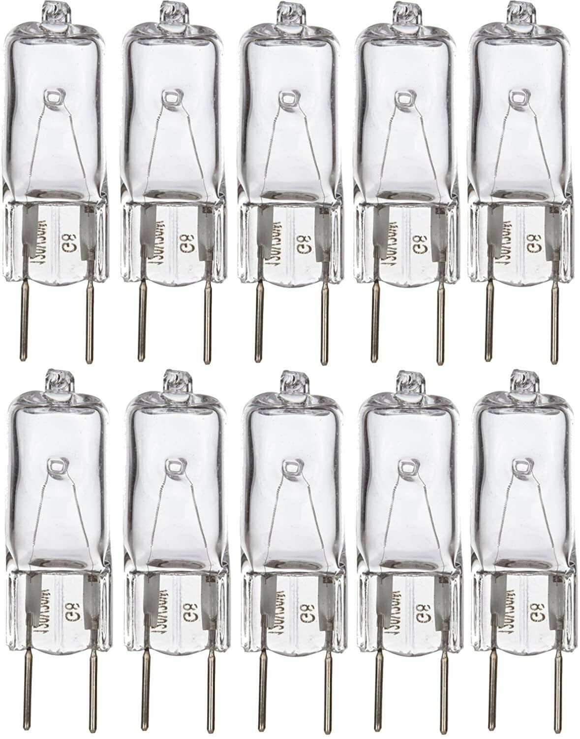 "Simba Lighting 10-Pack Halogen G8 T4 35W JCD Bi-Pin Bulbs, 2700K, 1.7 ...