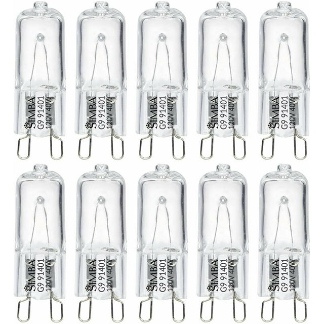Simba Lighting 40W G9 T4 Halogen Light Bulbs, Dimmable, 2700K Warm ...