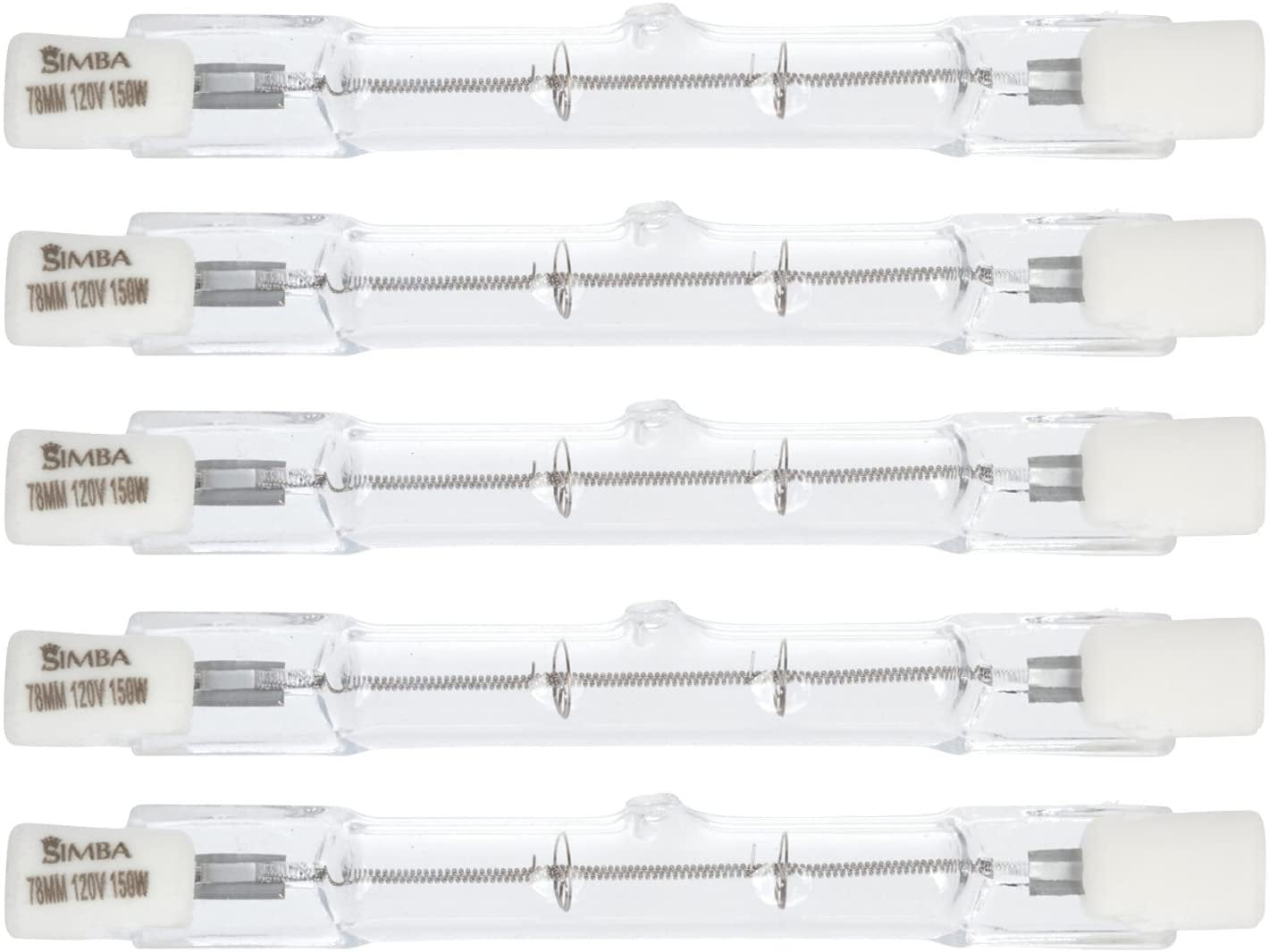 Simba Lighting Halogen R7s 78mm 120V 150W T3 J Type Bulbs, 5-Pack ...