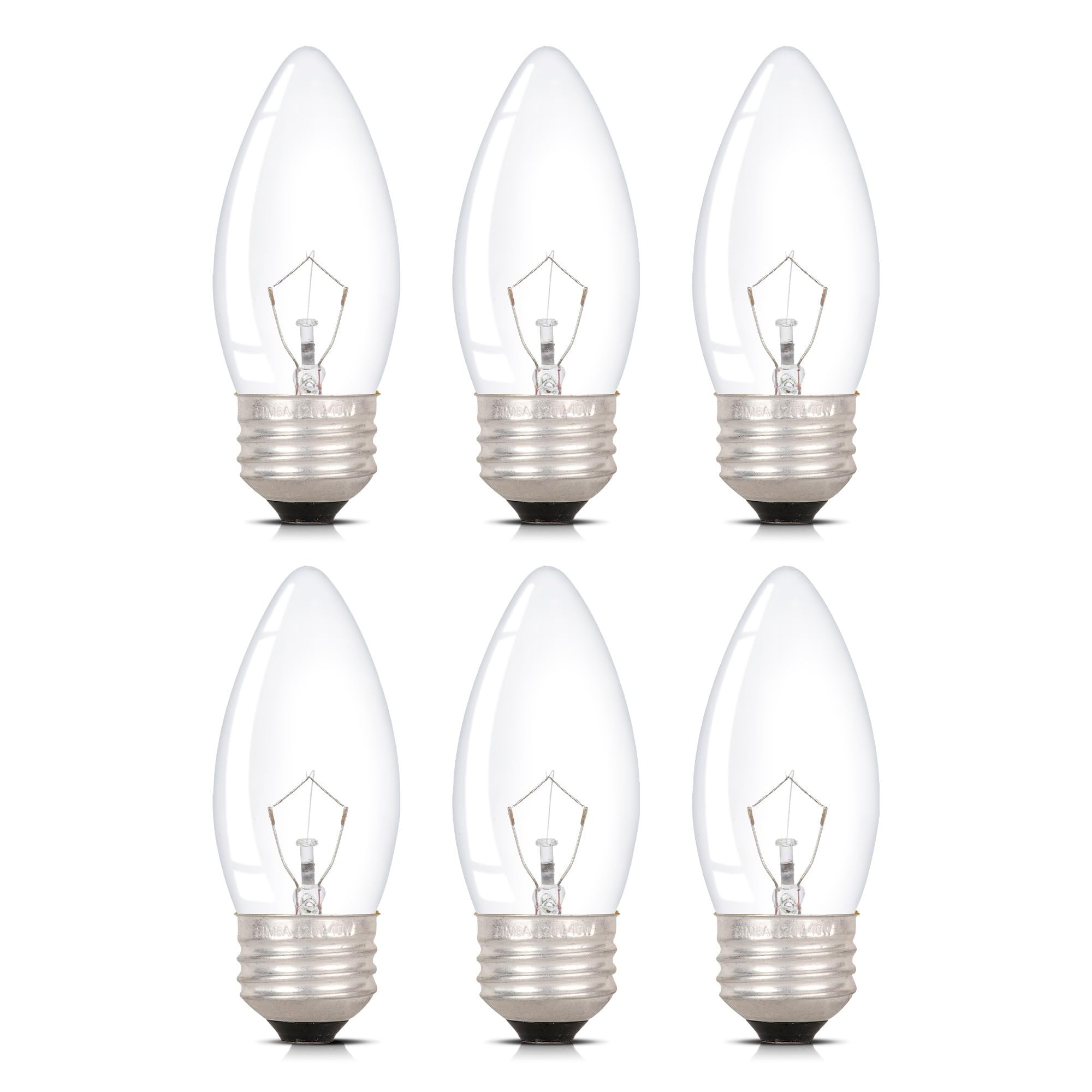 Simba Lighting Torpedo Clear B11 C35 CTC 40W E26 Base Light Bulbs 120V ...
