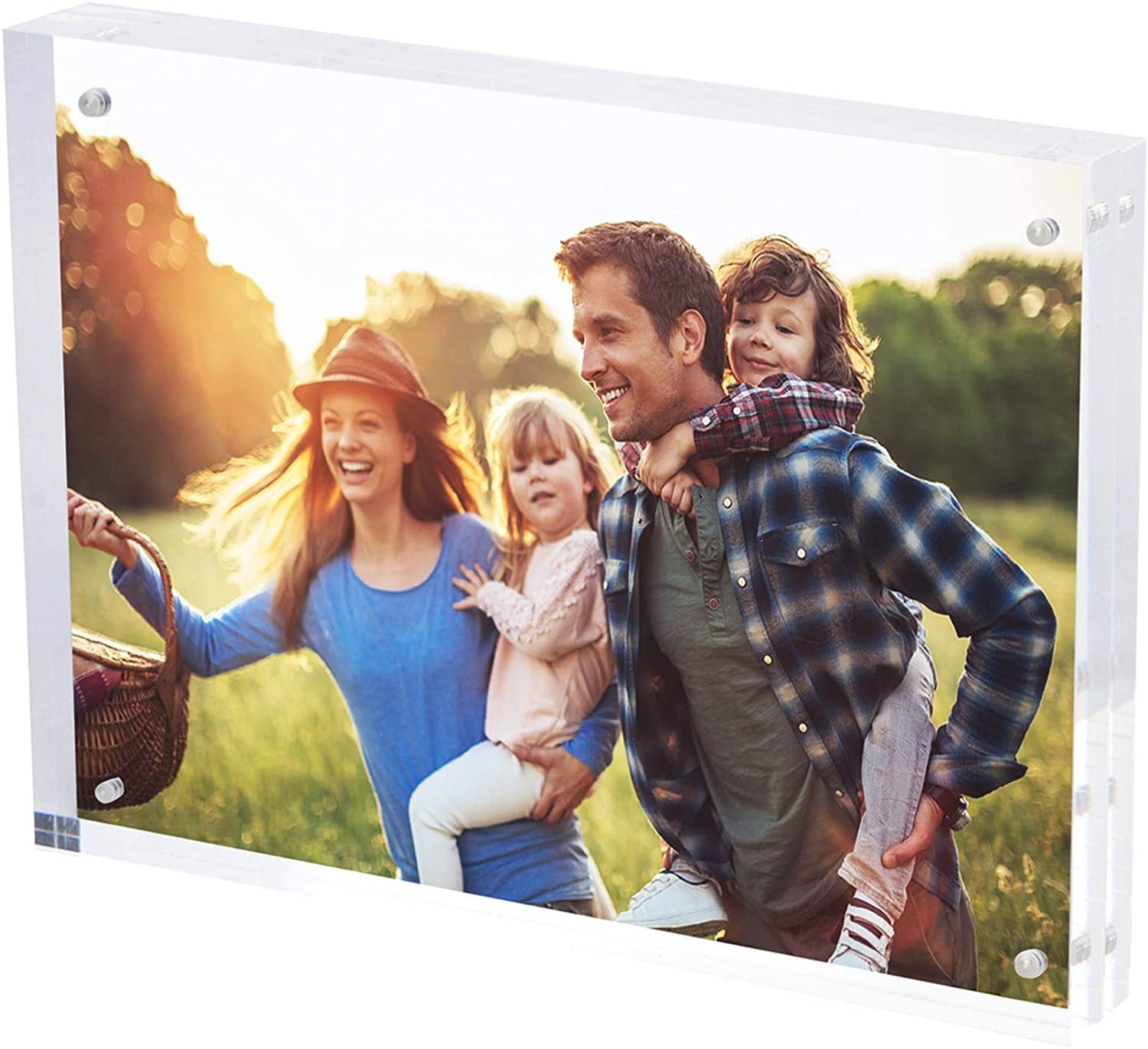 SimbaLux Magnetic Acrylic Photo Frame 8 in x 10 in Free-Standing Clear ...
