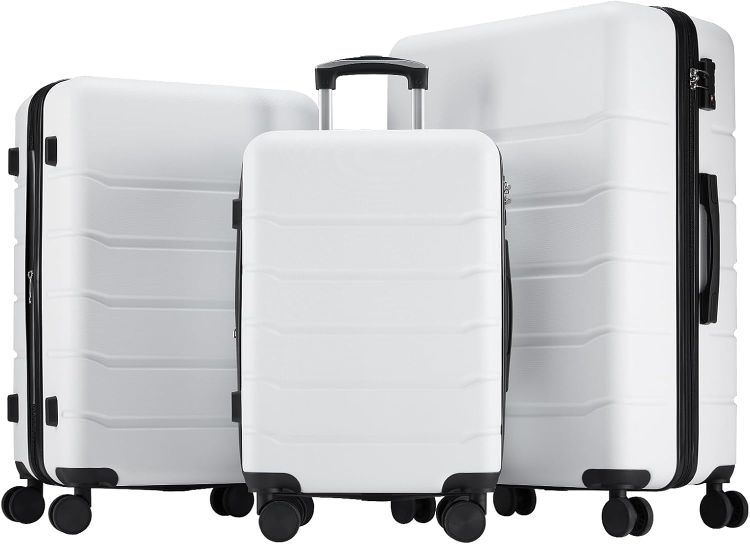 Simenmax 3-Piece Luggage Sets, Hard Shell Suitcases with Spinner Wheels ...