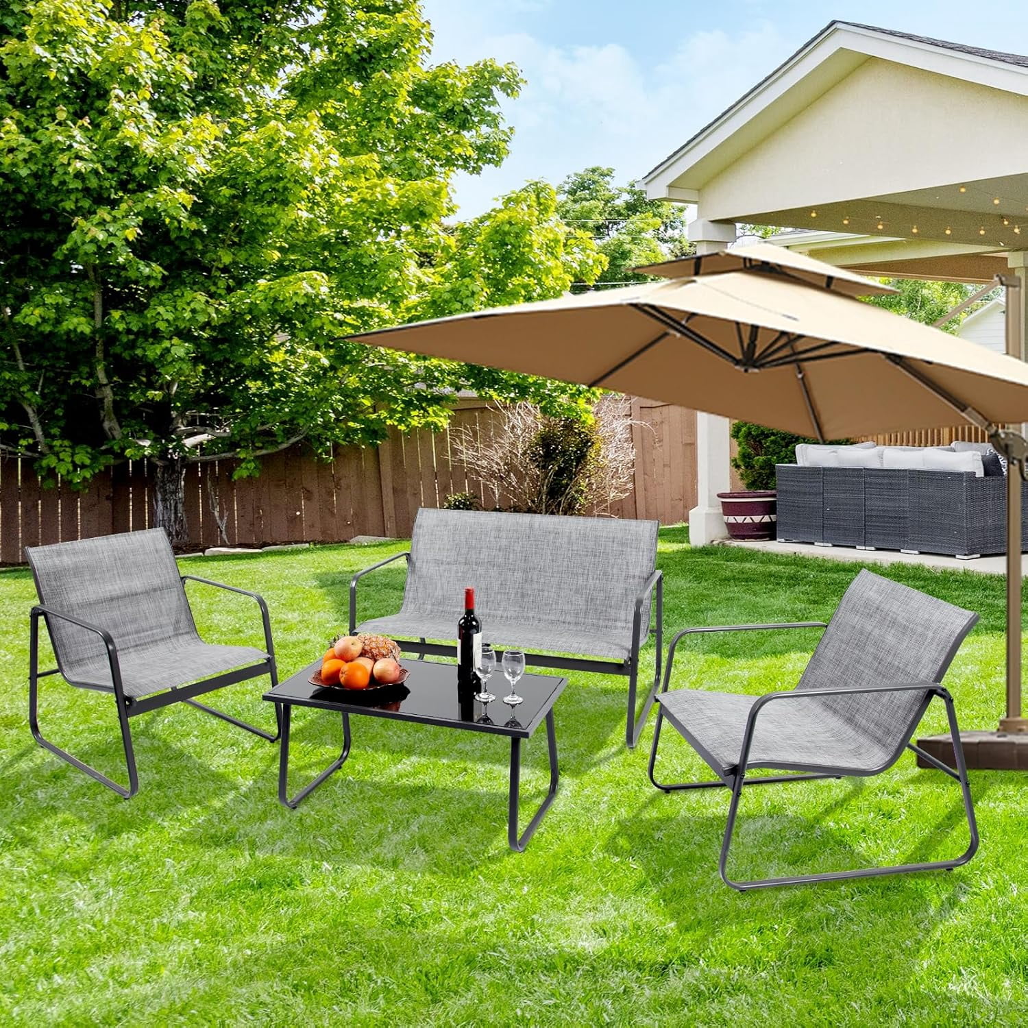 Simenmax 4 Piece Patio Furniture Set, Outdoor Patio Furniture with ...