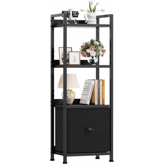 Simenmax 4-Tier Bookshelf, Floor Standing Storage Rack with Fabric ...