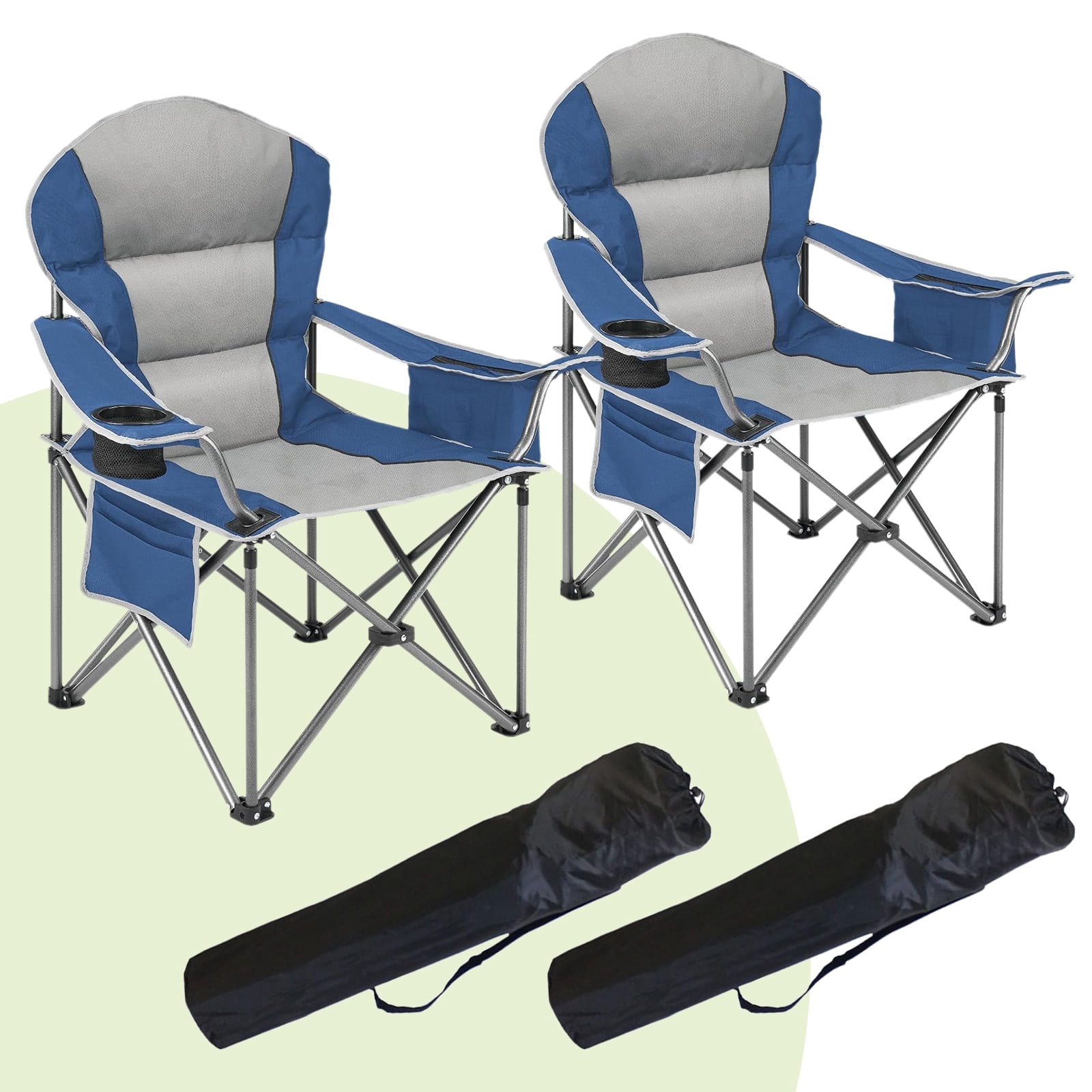 Simenmax Foldable Camping Chair Set of 2, Folding Camp Chairs for ...