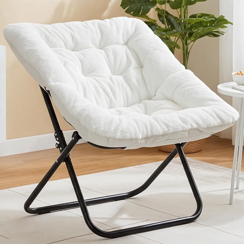 Simenmax Foldable Faux Fur Lounge Chair – 450 lbs Capacity, Soft Comfy ...