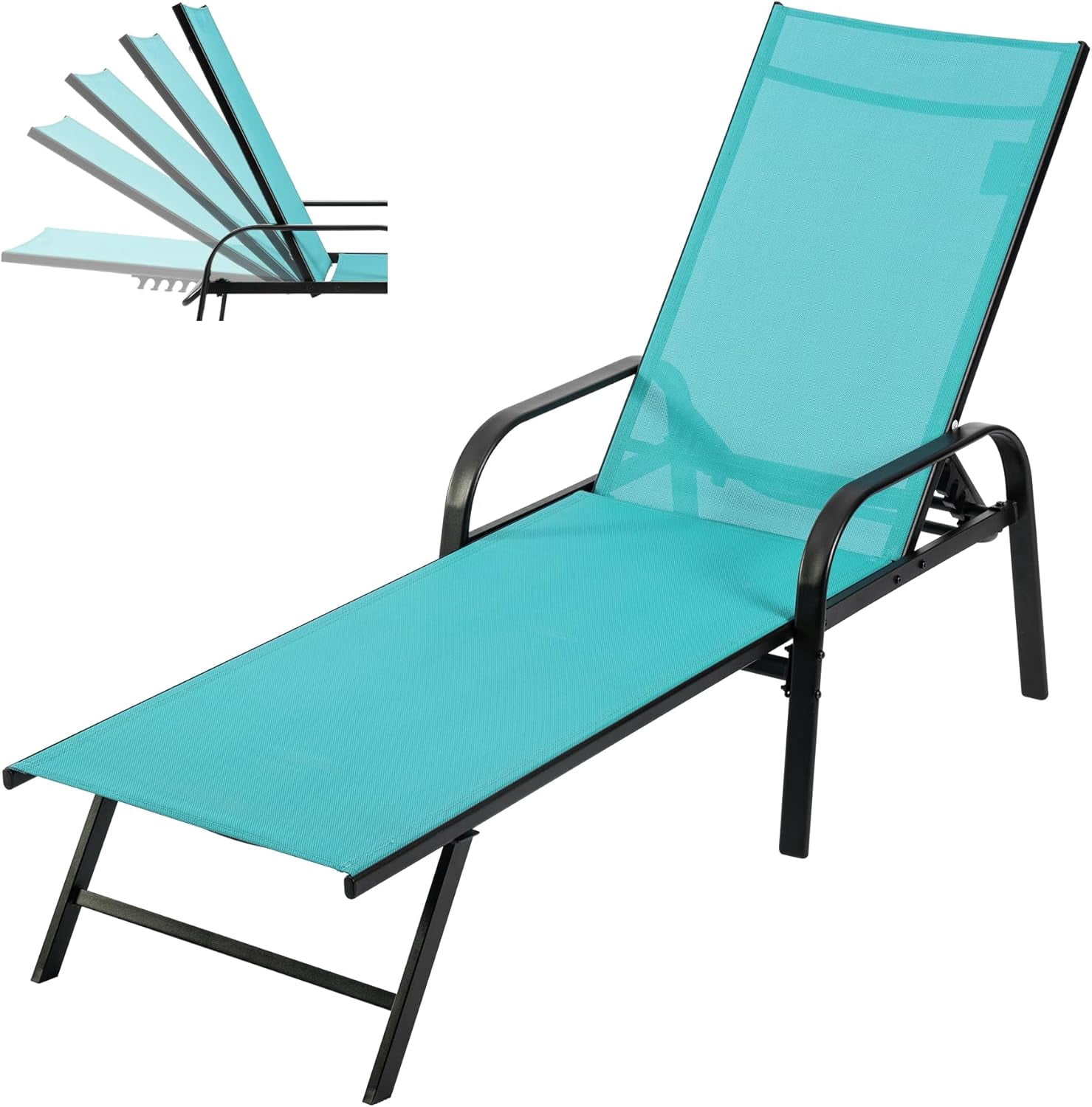 Simenmax Outdoor Folding Lounge Chair - Portable Recliner with ...