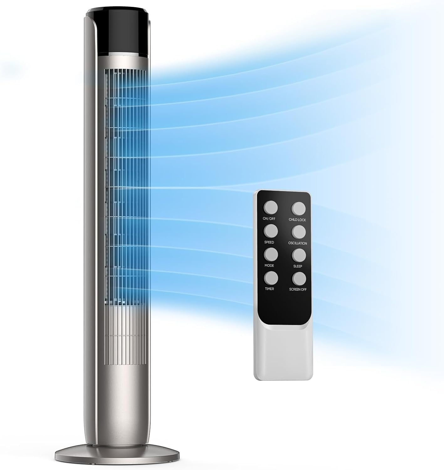 Simenmax Tower Fan, 35" Cooling Fan with Remote, 60° Floor Fan ...