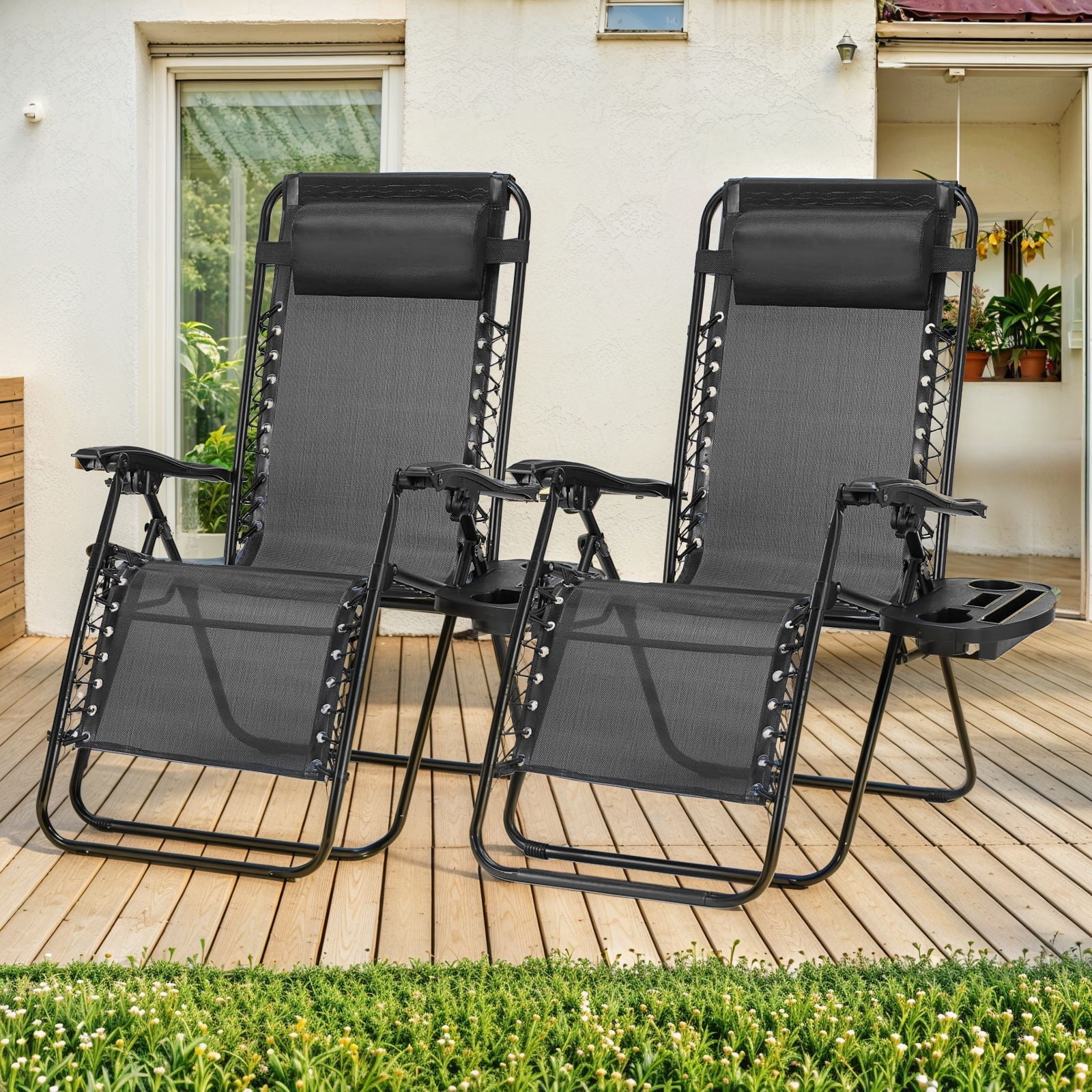 Simenmax Zero Gravity Chairs, Set of 2 Portable Recliner Beach Camping ...