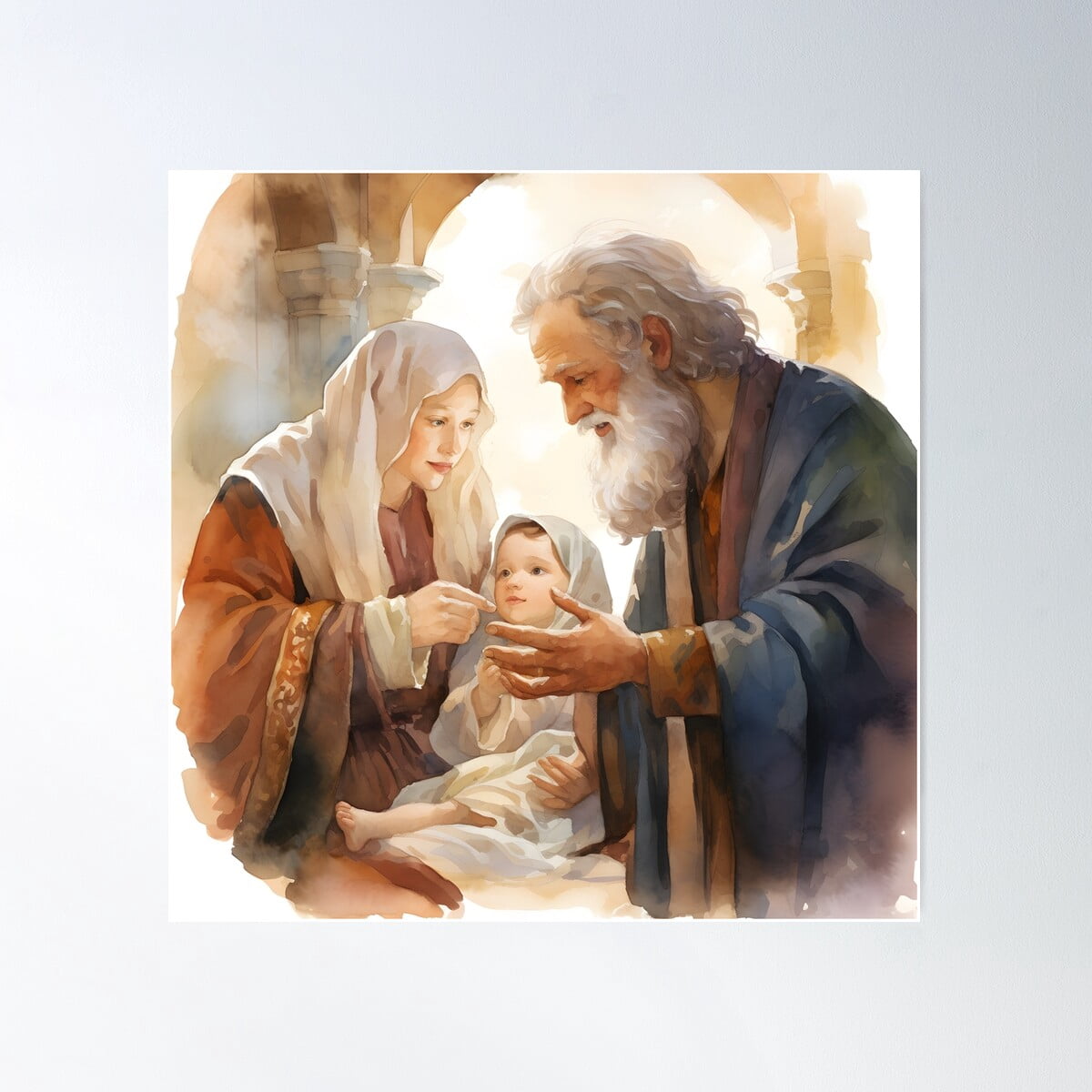 Simeon And Anna Bless Baby Jesus Poster Wall Art, Modern Wall Decor For ...
