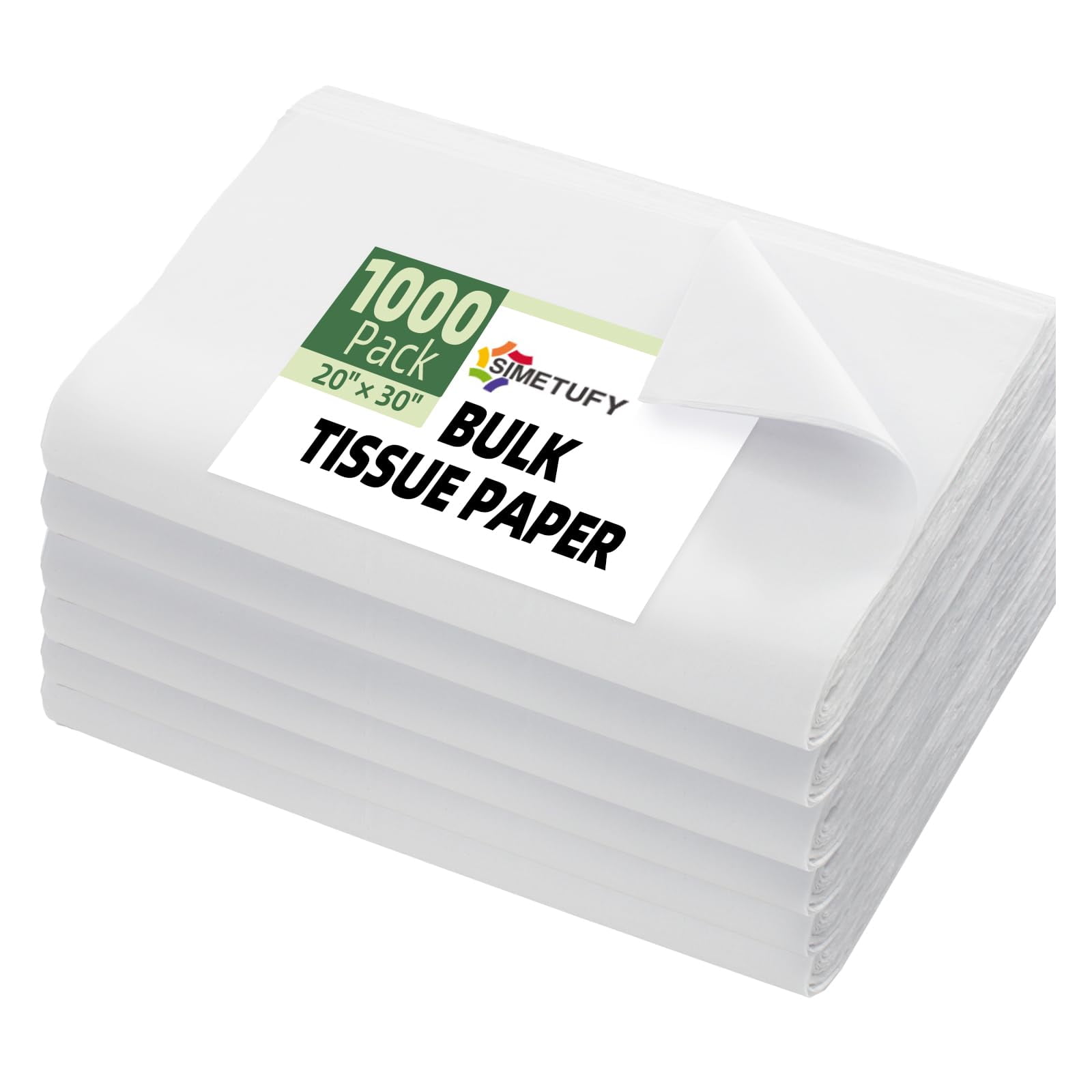 Simetufy 1000 Sheets White TSF6 Tissue Paper Bulk, 20" x 30" Packing ...
