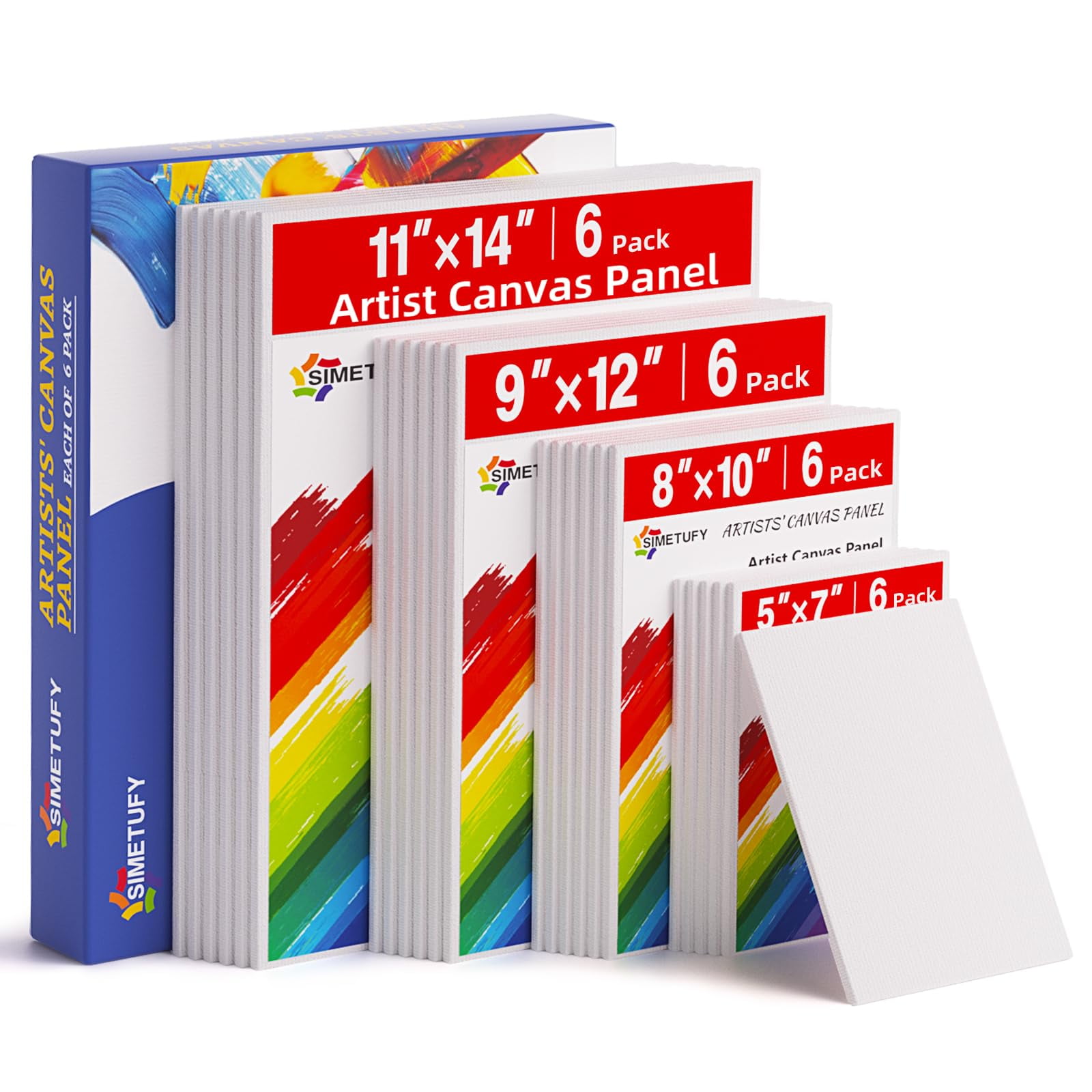 Simetufy 24 Pack Painting Canvas Boards 6Pcs of Each 5x7, 8x10, 9x12 ...