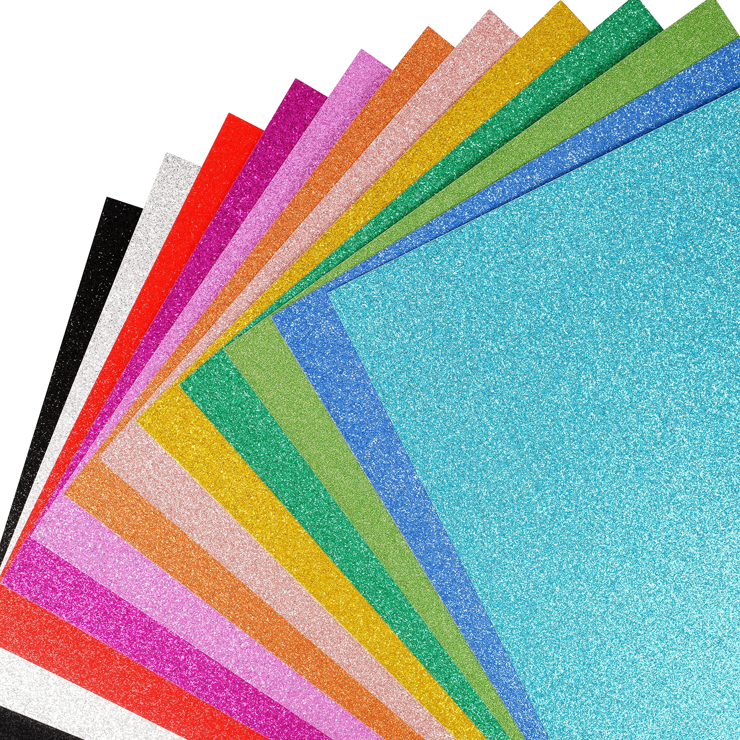 Simetufy Glitter Cardstock Paper, 24 MDA05 Sheets 12 Colors, Premium ...