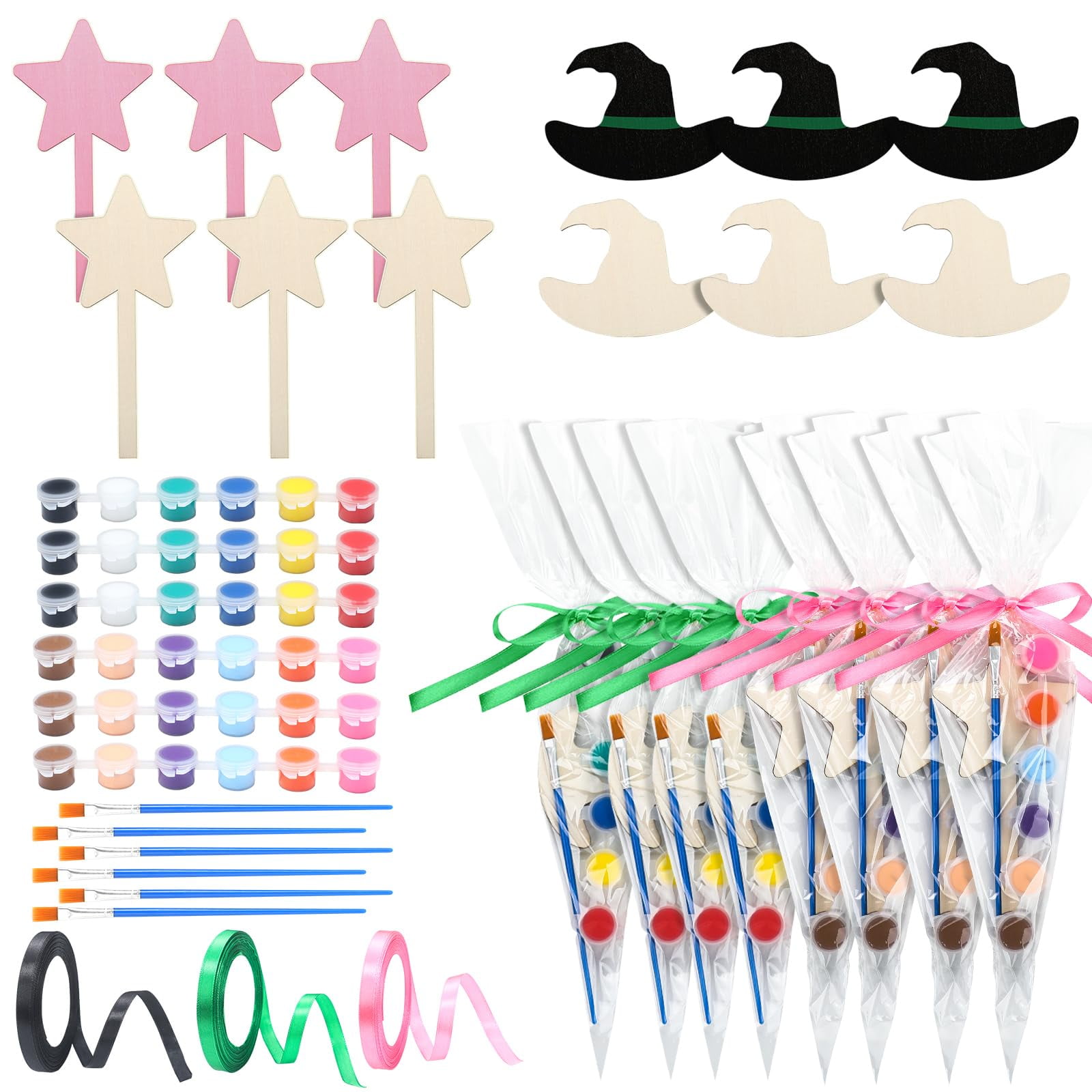 Simgoing 12 Sets Witch Pink and Green Paint Your Own Party Favors ...