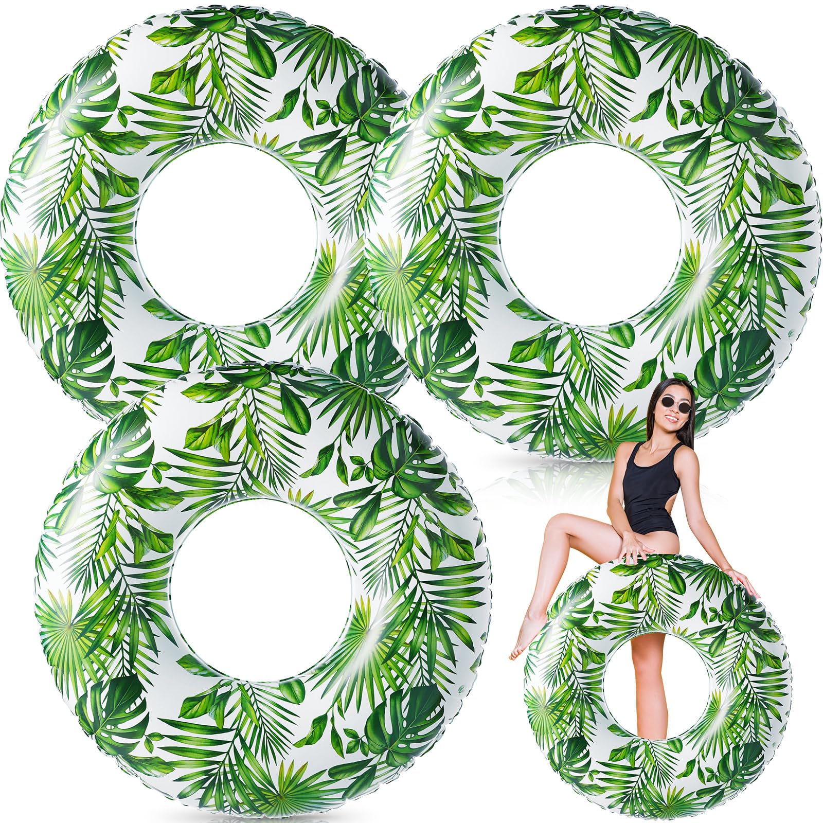 Simgoing 3 Pcs Jumbo Swimming Ring Pool Float 47.24 Inch Inflatable ...
