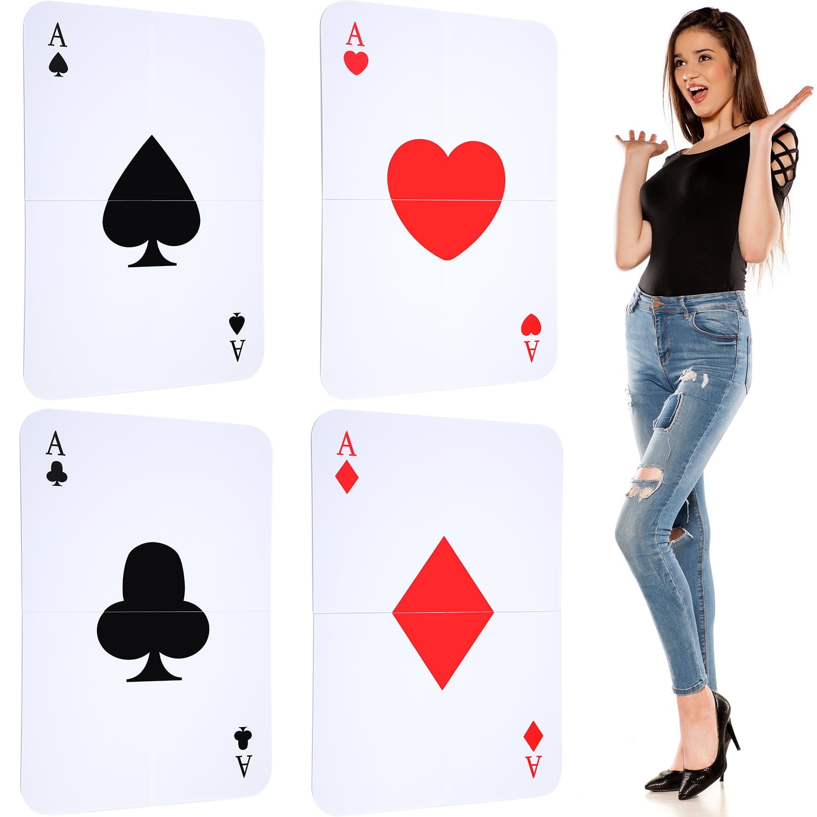 Simgoing 4 Pcs Jumbo MMF7 Playing Cards 2.62 ft Tall Giant Deck of ...