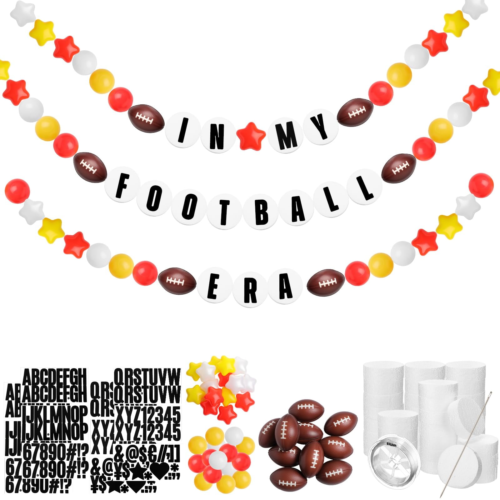 Simgoing 98 Pcs Football Birthday Banner Decor Jumbo Friendship Bracelet Banner Kit Customizable ...