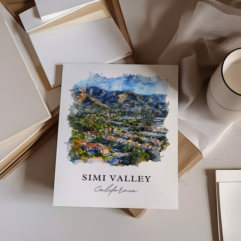 Simi Valley Wall Art Simi Valley Print Simi Valley CA Watercolor ...