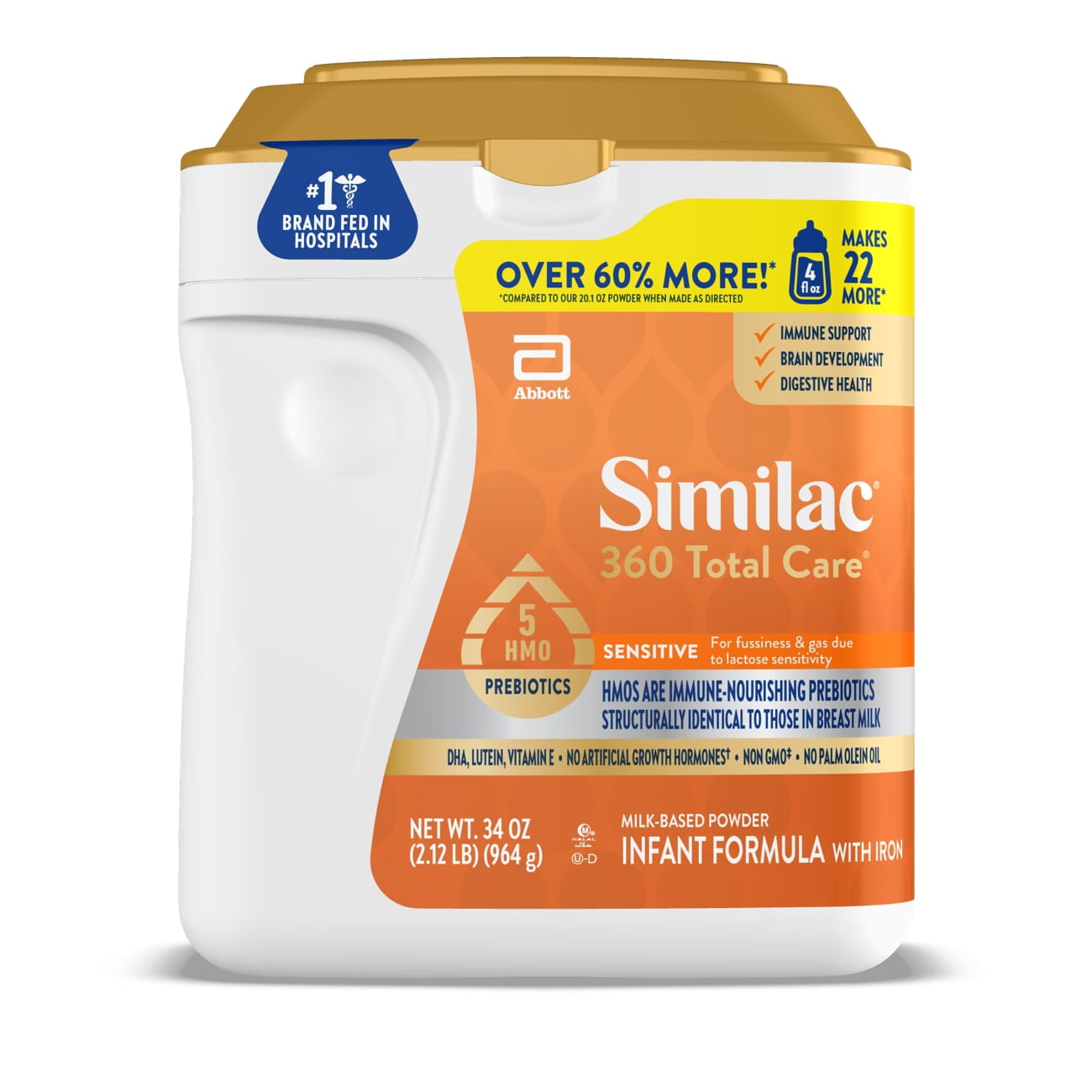 Similac 360 Total Care Sensitive Baby Formula Powder, Has 5 HMO ...