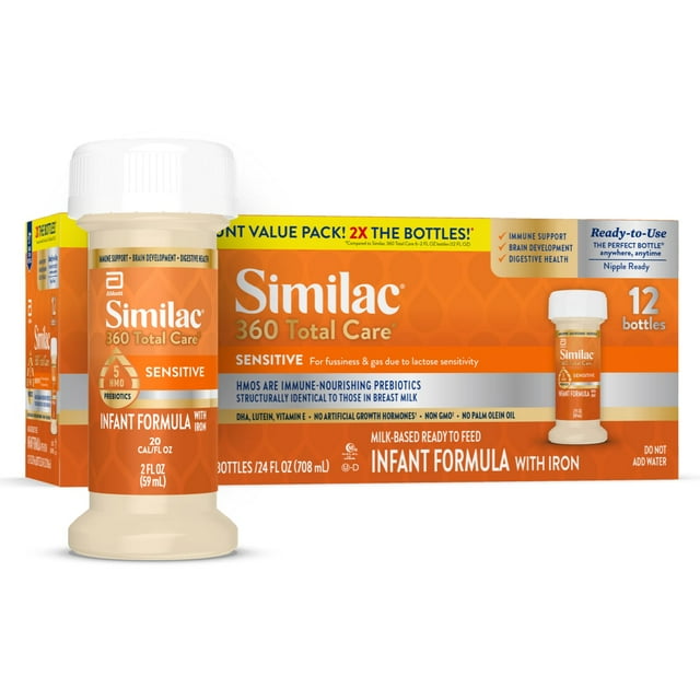 Similac 360 Total Care Sensitive Ready-to-Feed Infant Formula, 2-fl-oz ...