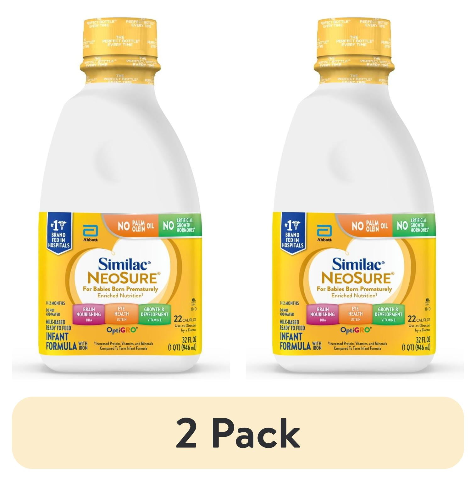 (2 pack) Similac NeoSure Infant Formula, Ready to Feed, 32-fl-oz Bottle ...