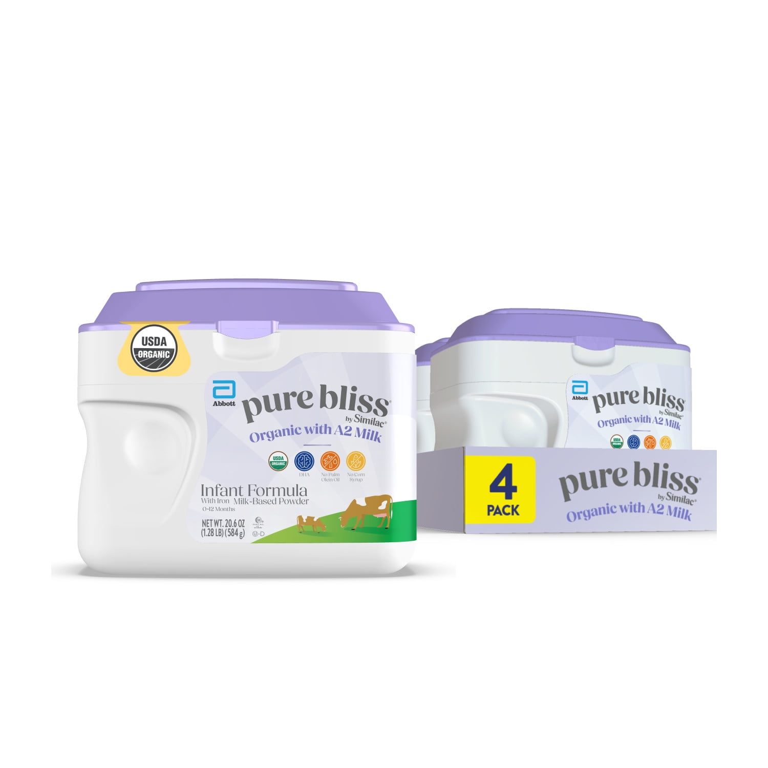 Pure Bliss by Similac Organic Baby Formula with A2 Milk Powder, Easy to ...