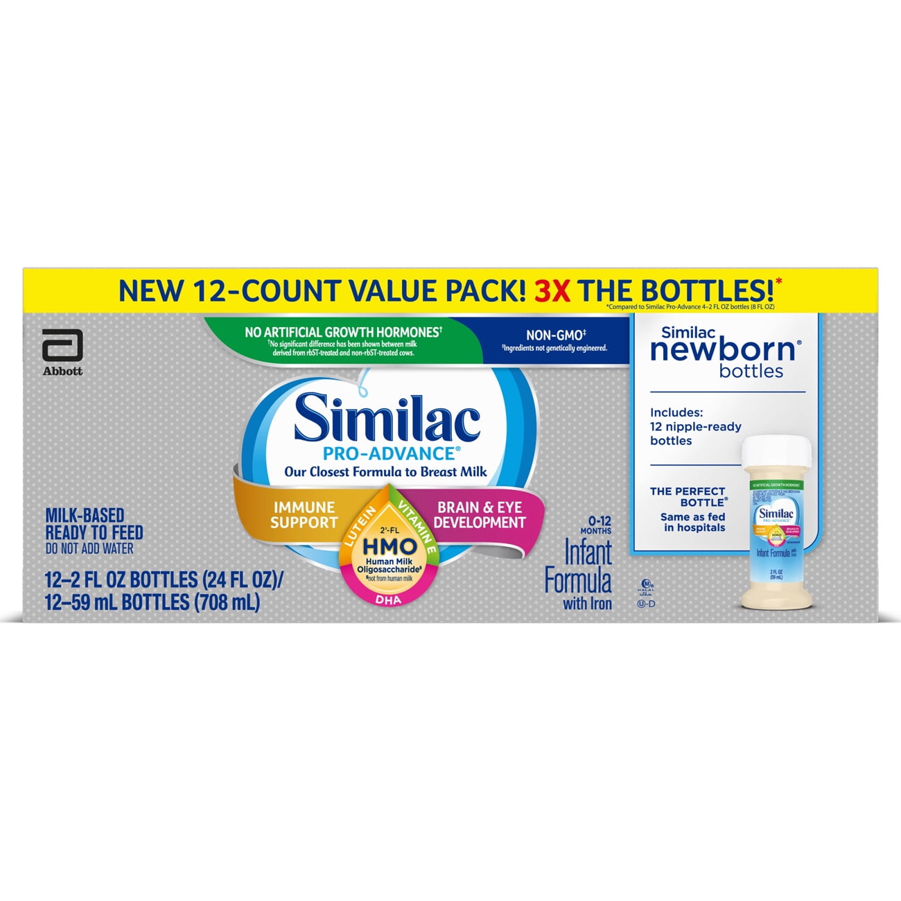 Similac Pro-Advance Infant Formula with Iron, 12 Count, 2-fl oz Bottles ...