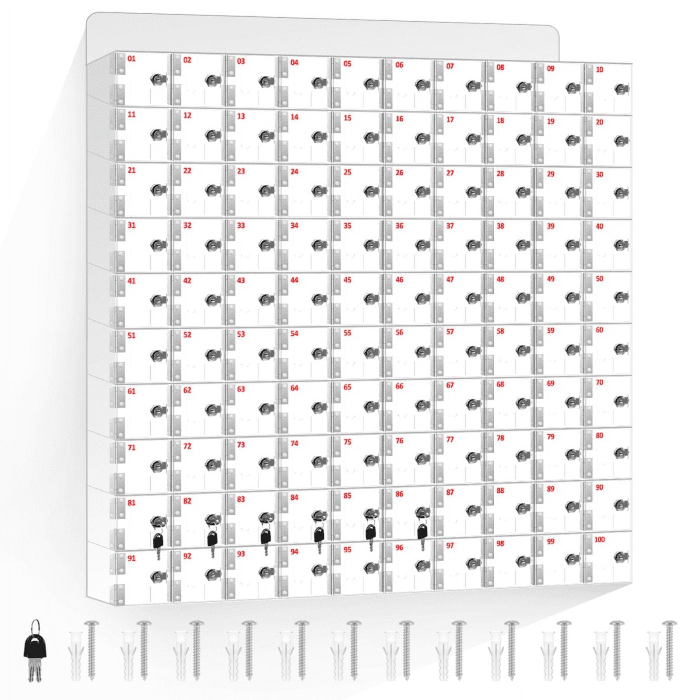 100 Slots Cell Phone Locker Box with Keys, Acrylic Material Cells ...