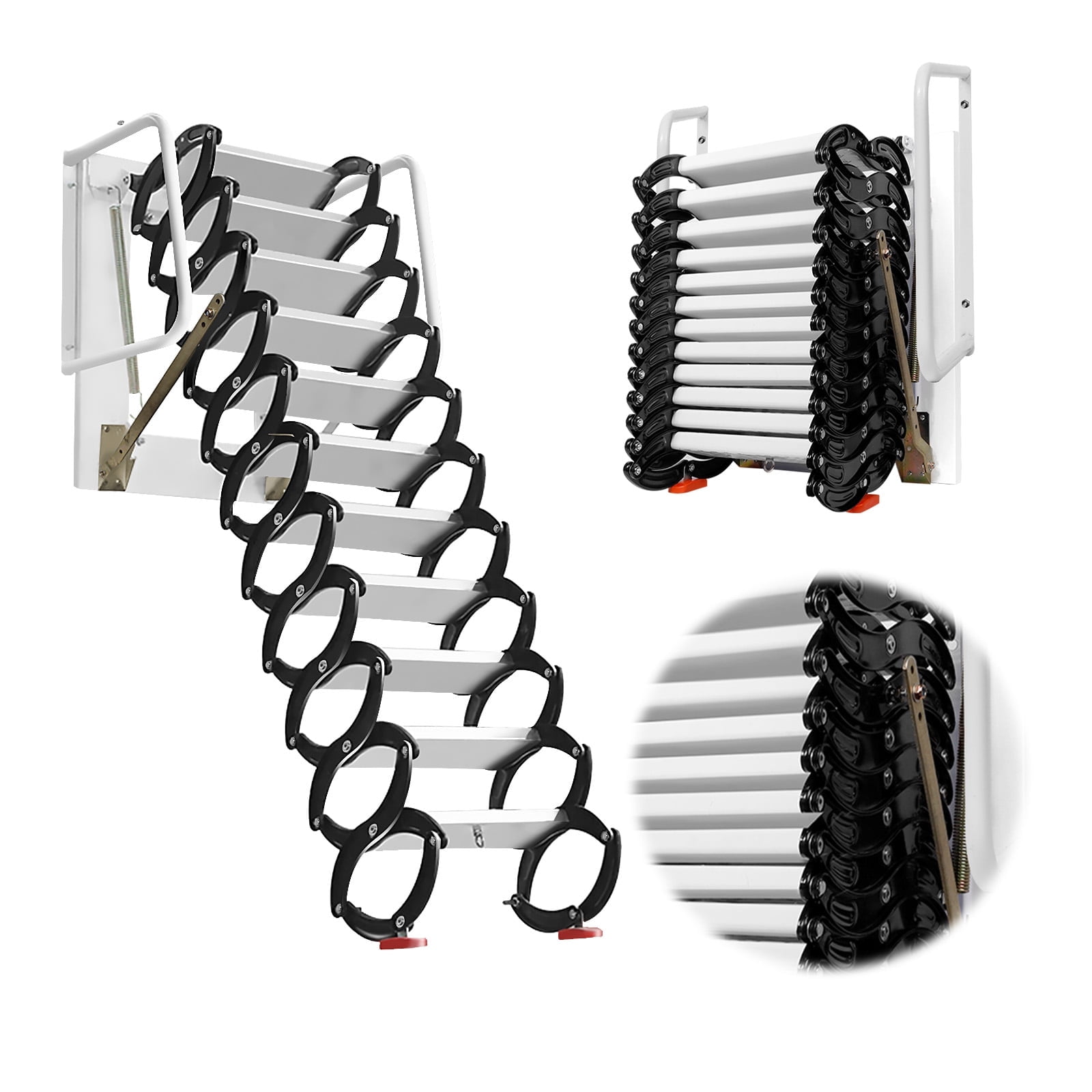 12 Step Wall Mount Ceiling Ladder, Attic Ladder Pull Down System Loft ...