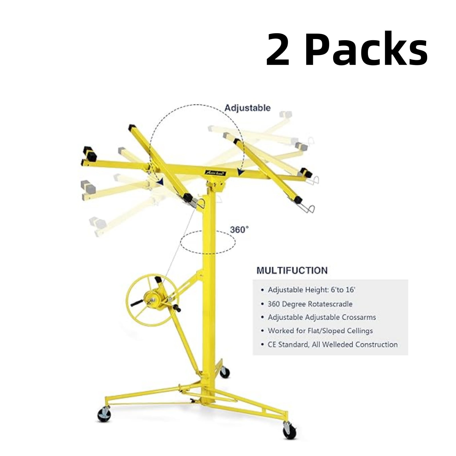 Simin 2 Packs Professional 16' Yellow Drywall Lift - Heavy-Duty Panel ...