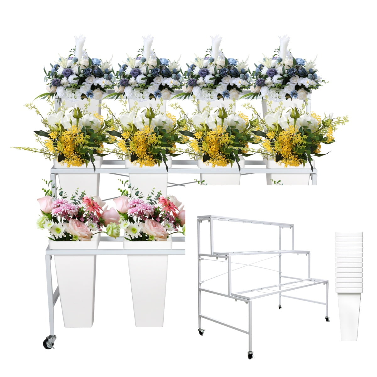 3 Layers Large Metal Plant Stand, Garden Display Shelf Flower Pot Holder Storage Organizer Rack ...