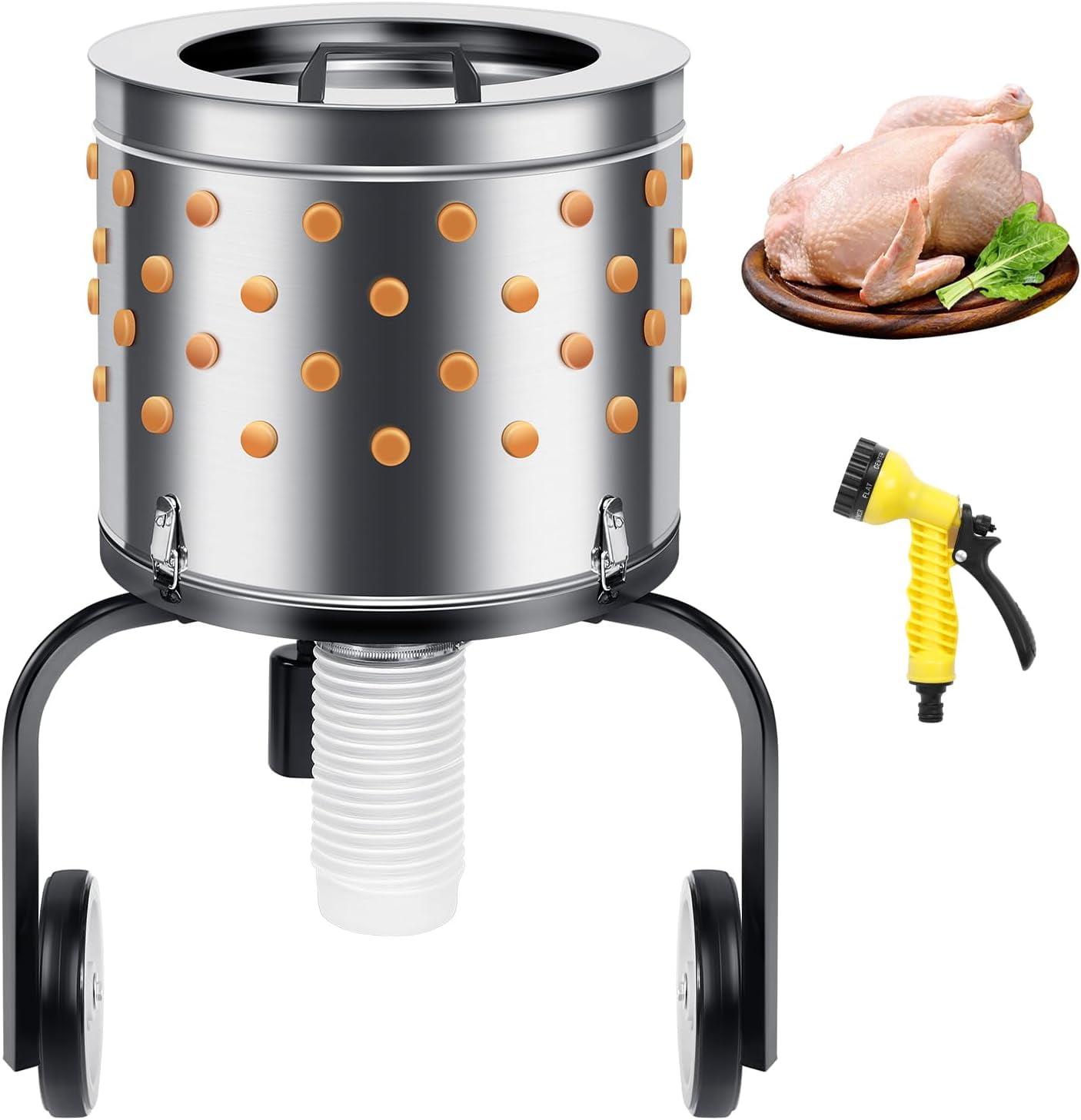 550W Chicken Feathering Machine - 19.6" Barrel with 108 Soft Fingers ...