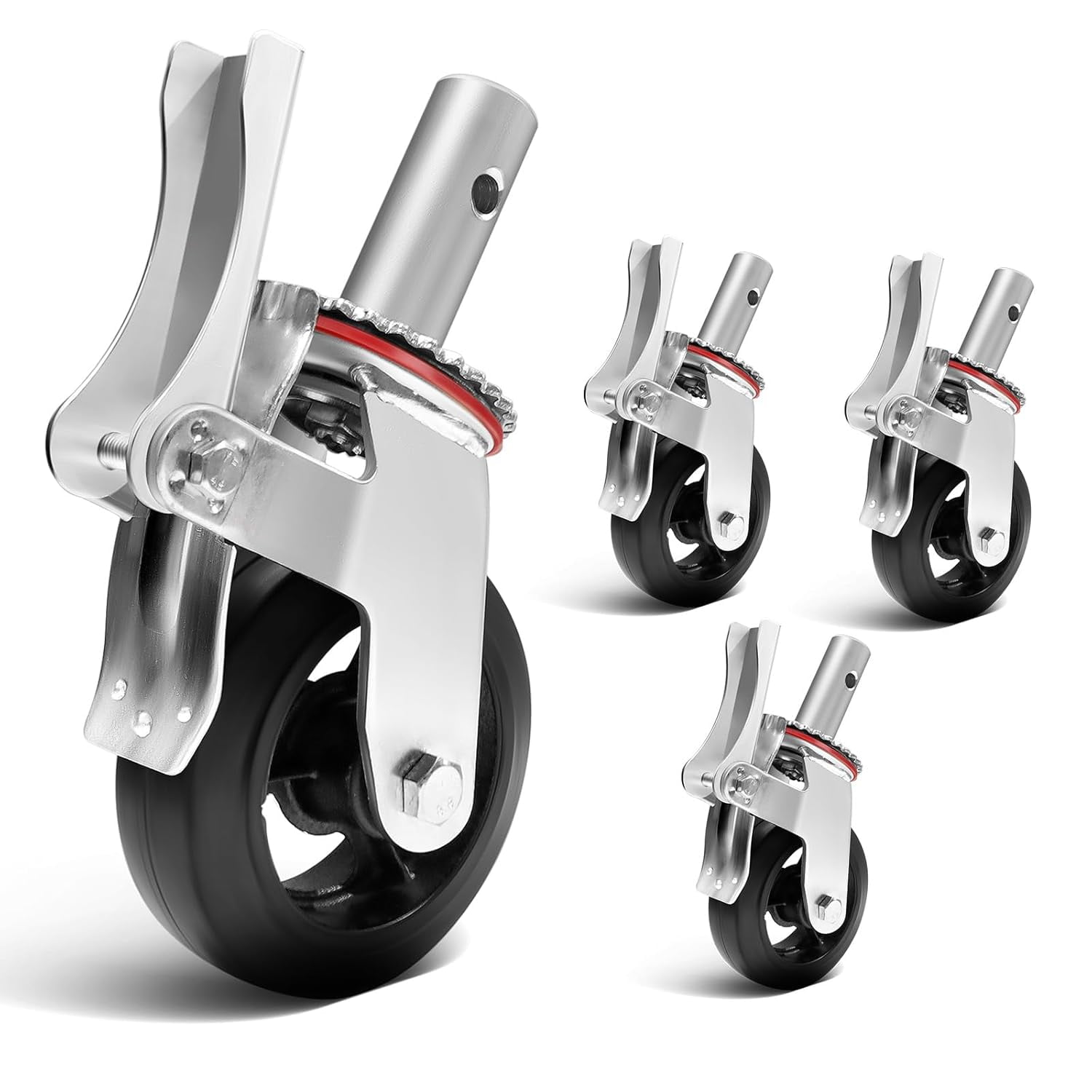 6 Inch Scaffolding Caster Wheels - 4 Piece Heavy Duty Set with Rubber ...