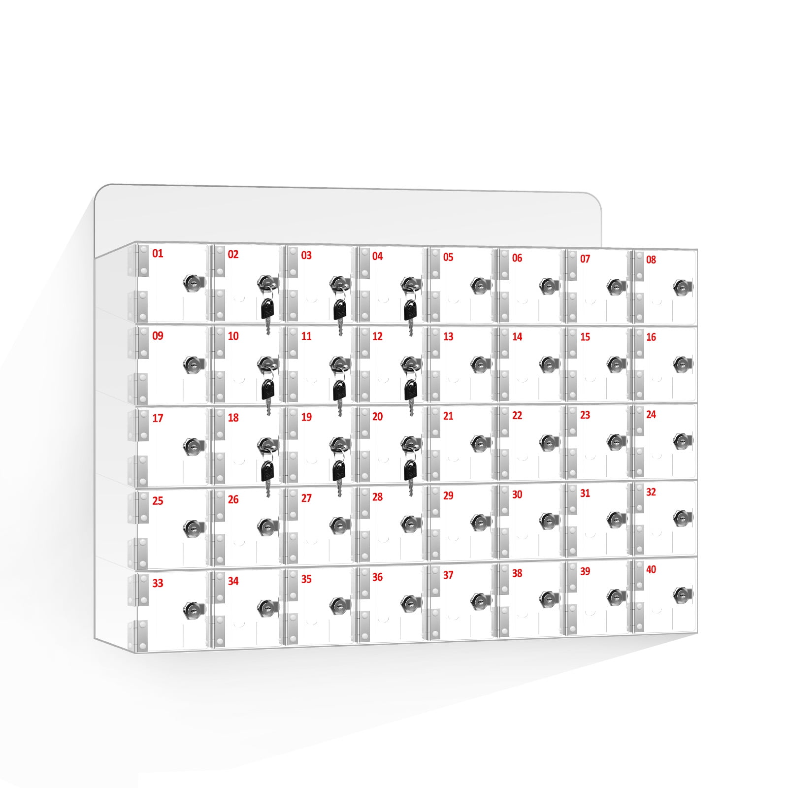 Simin Cell Phone Locker 100 Slots Clear Acrylic Locker Organizer Box With Keys Wall Mounted