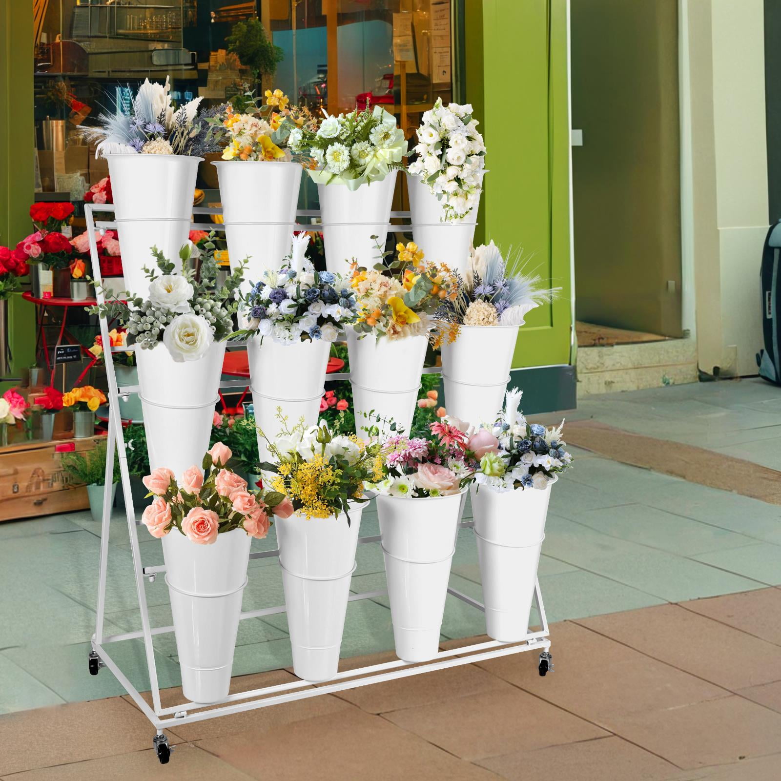 Heavy Duty Flower Rack - 12 Buckets 3-Layer Stand for Indoor and ...