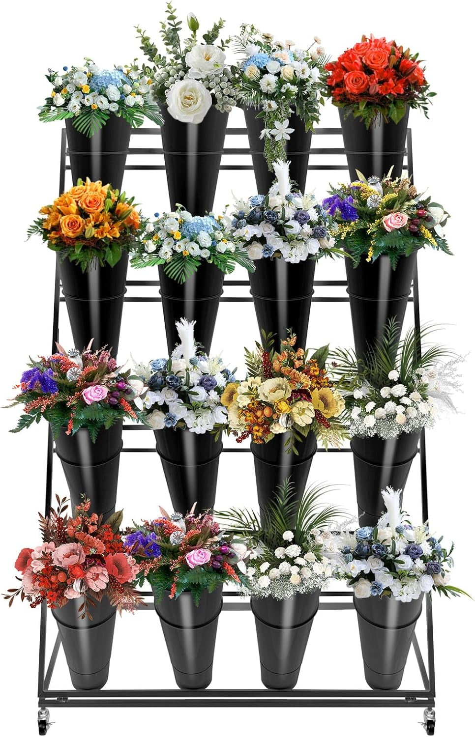 Simin, Flower Display Stand with Buckets, 4 Layers 16 PCS Buckets ...