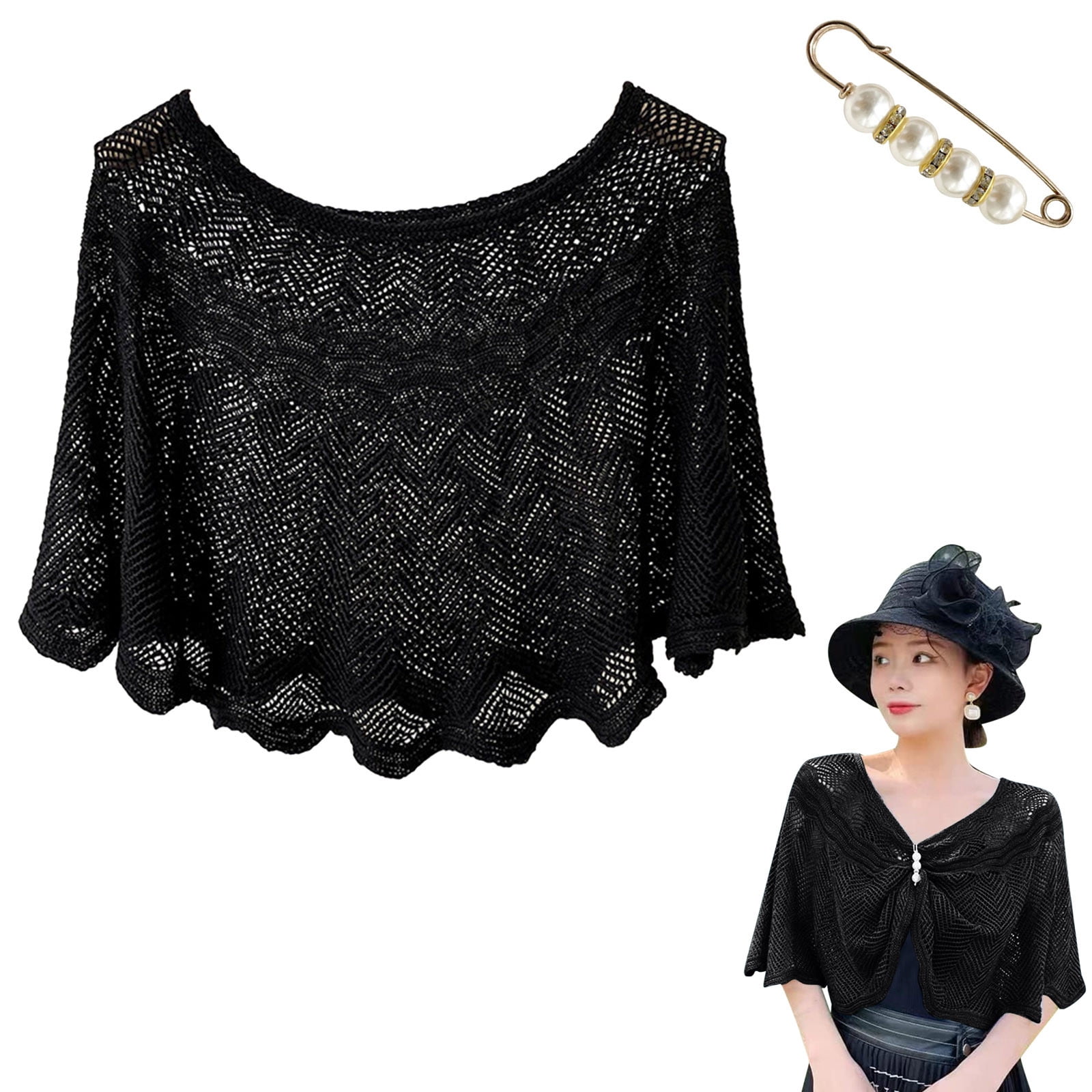 Simin Shawl Wraps for Women, Women Casual Open Knit Top Lace Summer ...