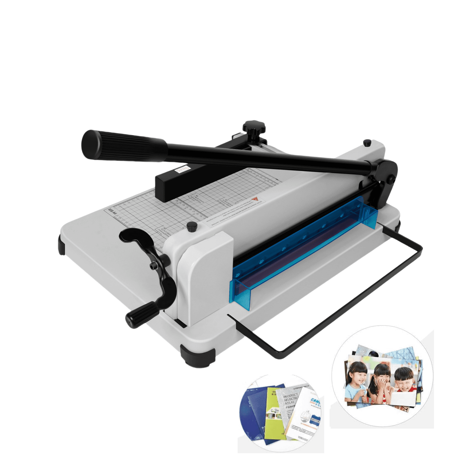 White 12-Inch Guillotine Paper Cutter - Heavy Duty 400 Sheet Capacity ...