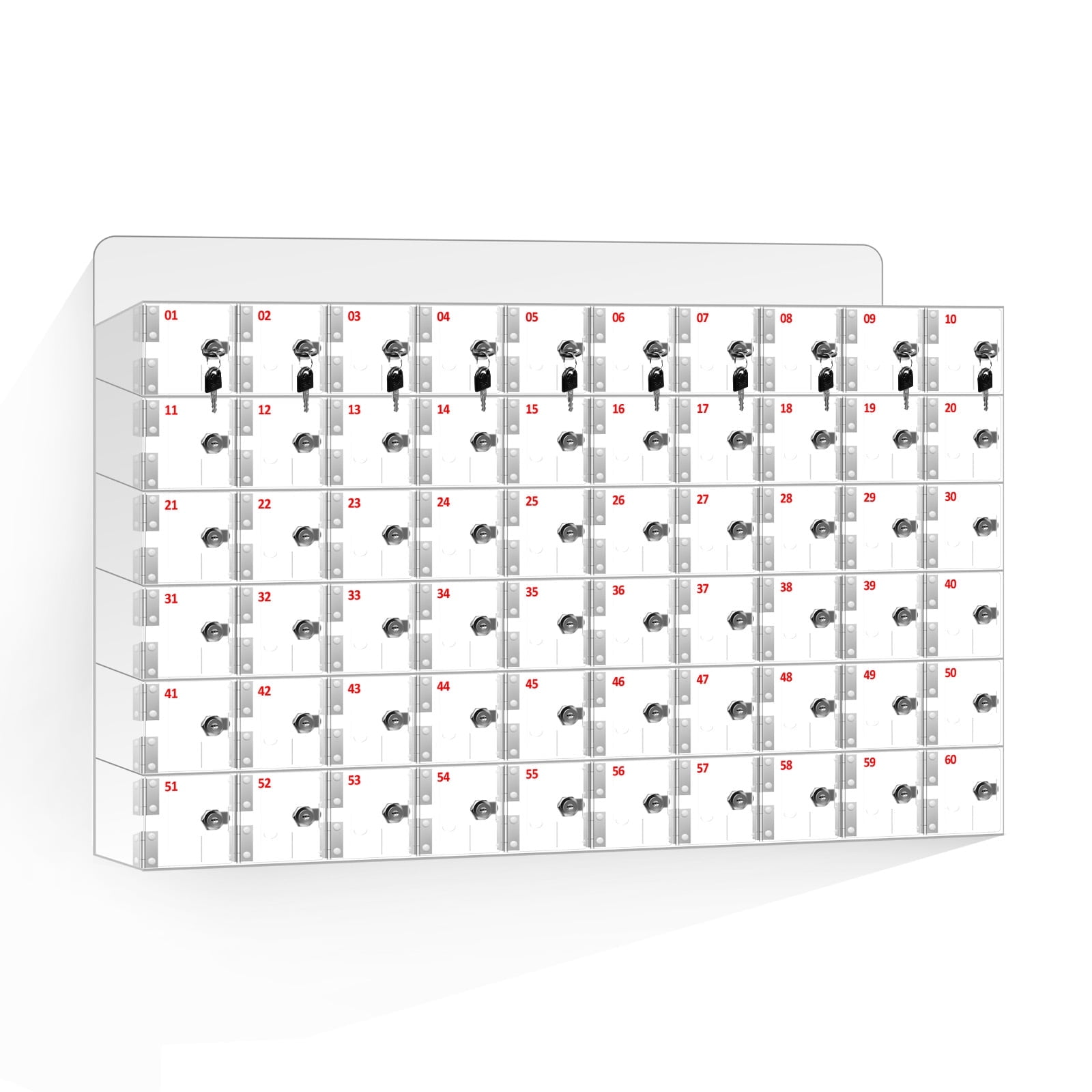 Simin cell phone locker box with keys, 60 Slots Clear Acrylic Locker ...